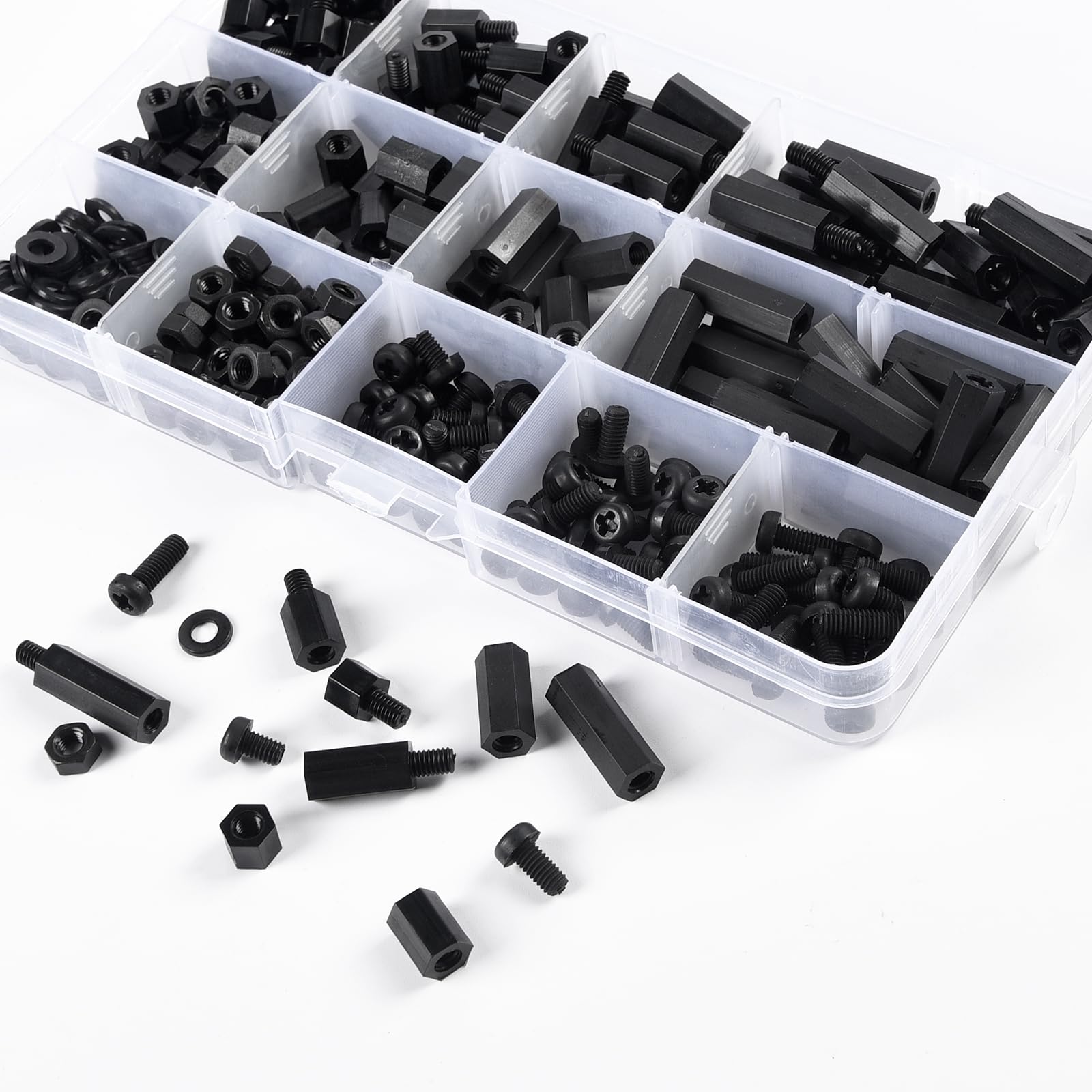Snapklik.com : 350Pcs M2 Male Female Nylon Hex Spacer Standoff Screws ...