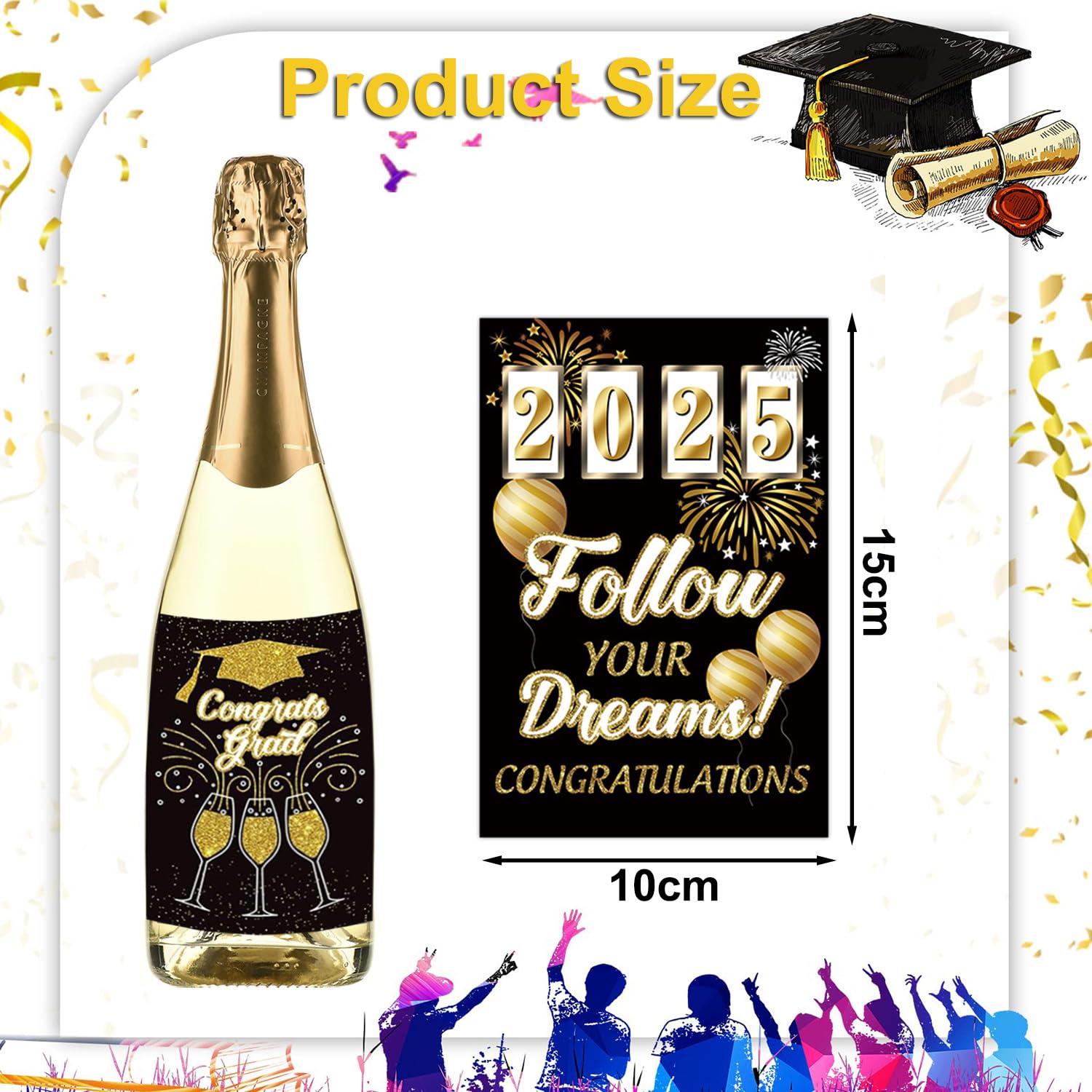 6 Pieces Graduation Gift Wine Labels Stickers, Waterproof Wrapper ...