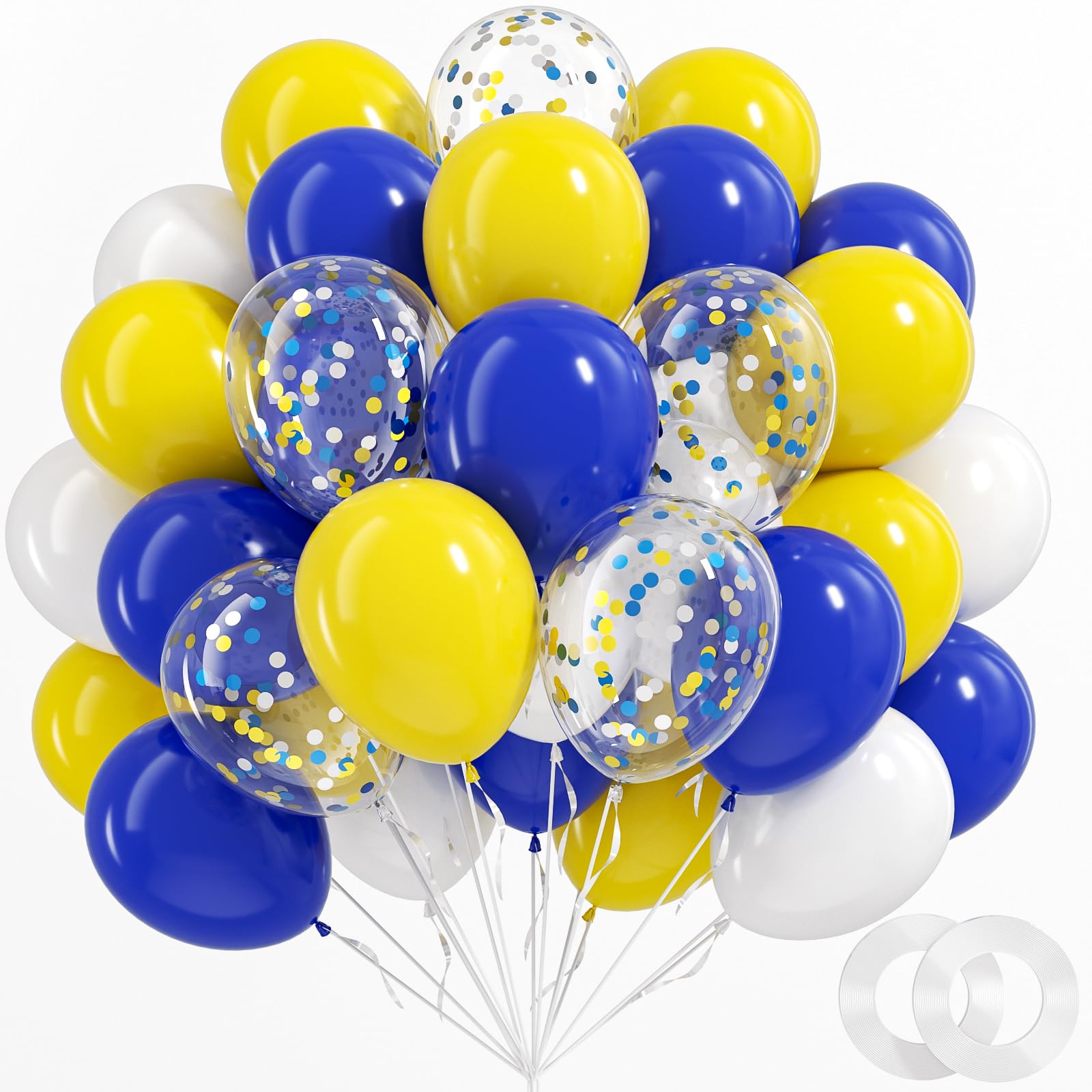 Amazon.com: BAUANOOY Blue and Yellow Balloons, 60pcs 12 Inch Royal Blue ...