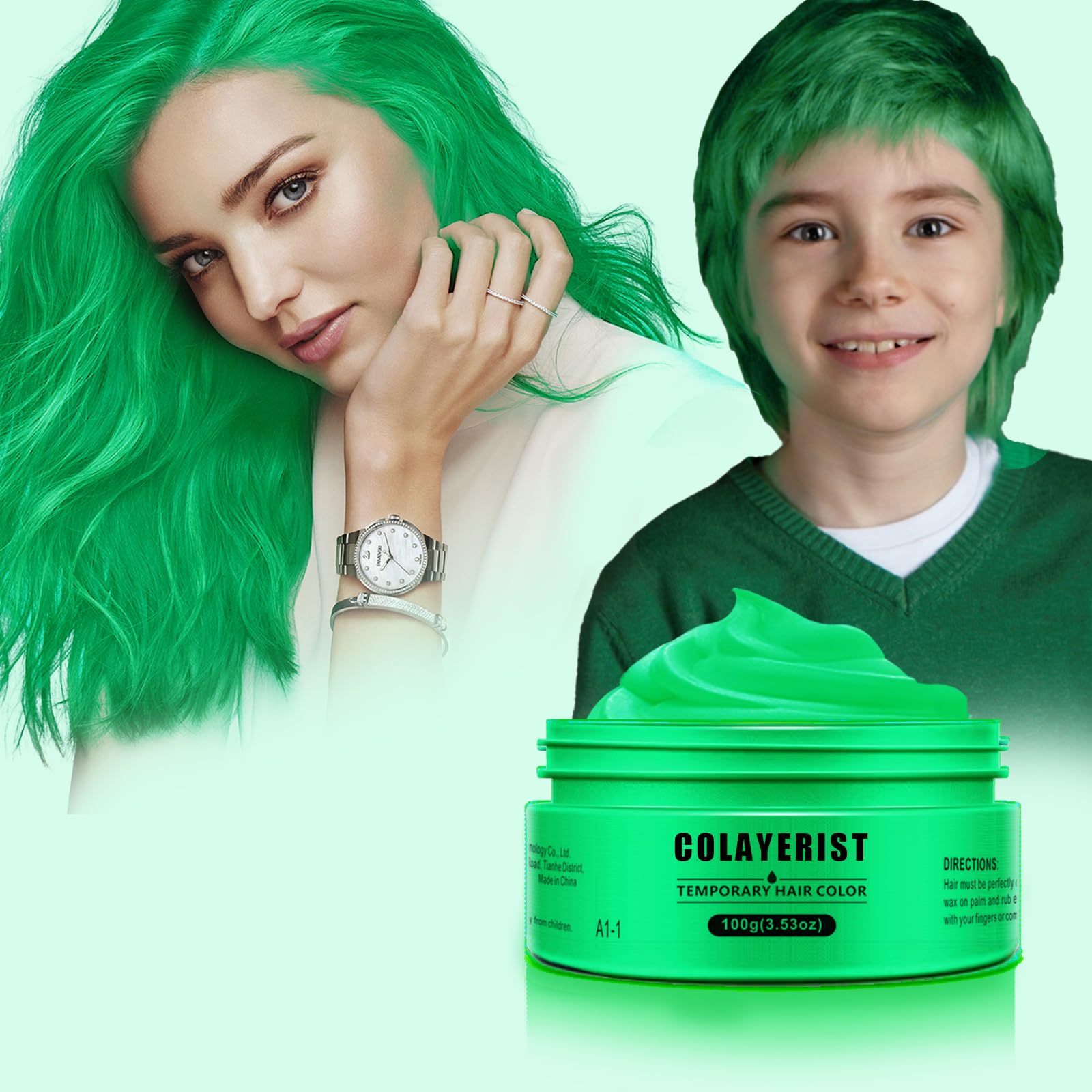 Amazon.com : COLAYERIST Green Hair Color Wax, Temporary Washable Hair ...