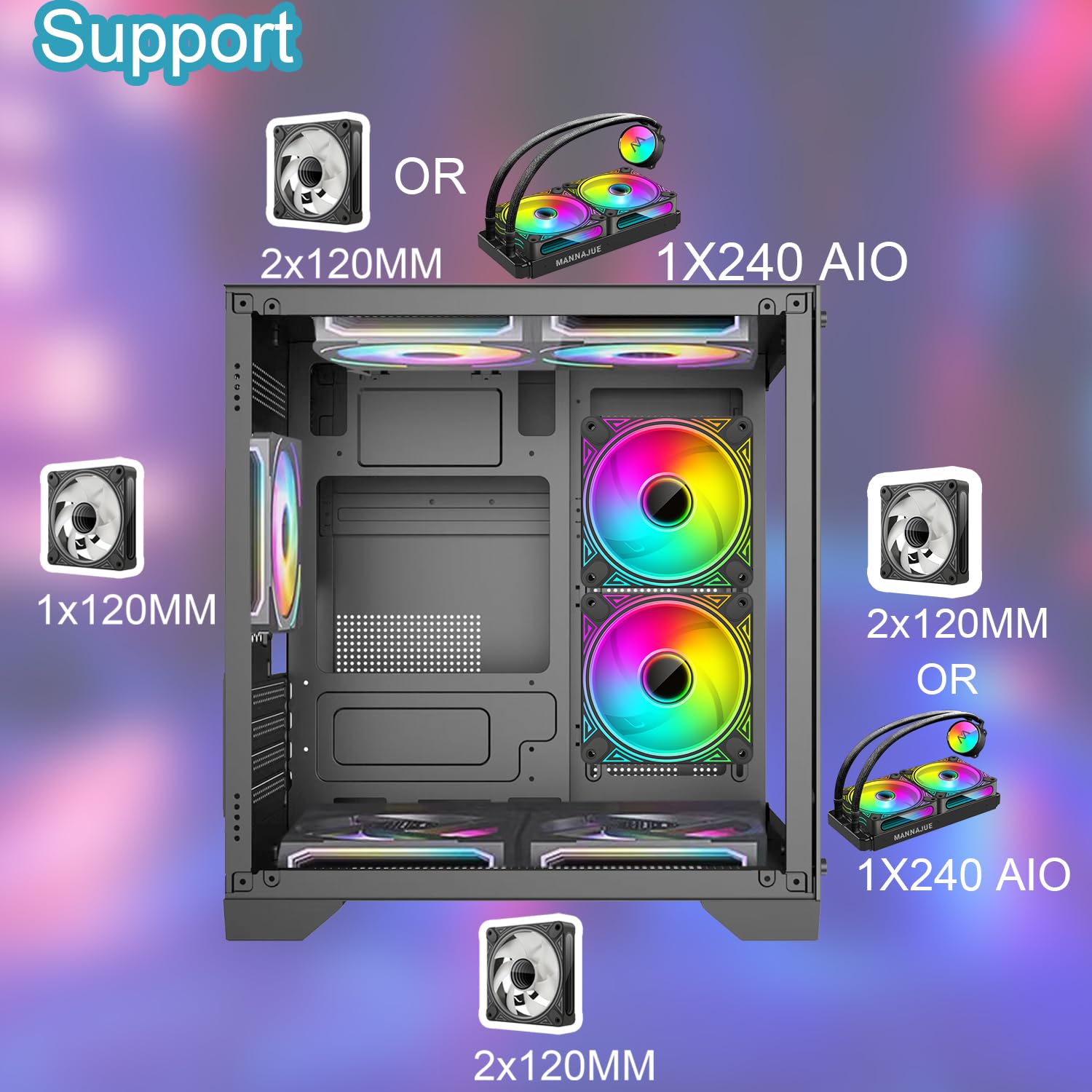 Snapklik.com : Black USB3.0 Tempered Glass Micro ATX Gaming Computer ...