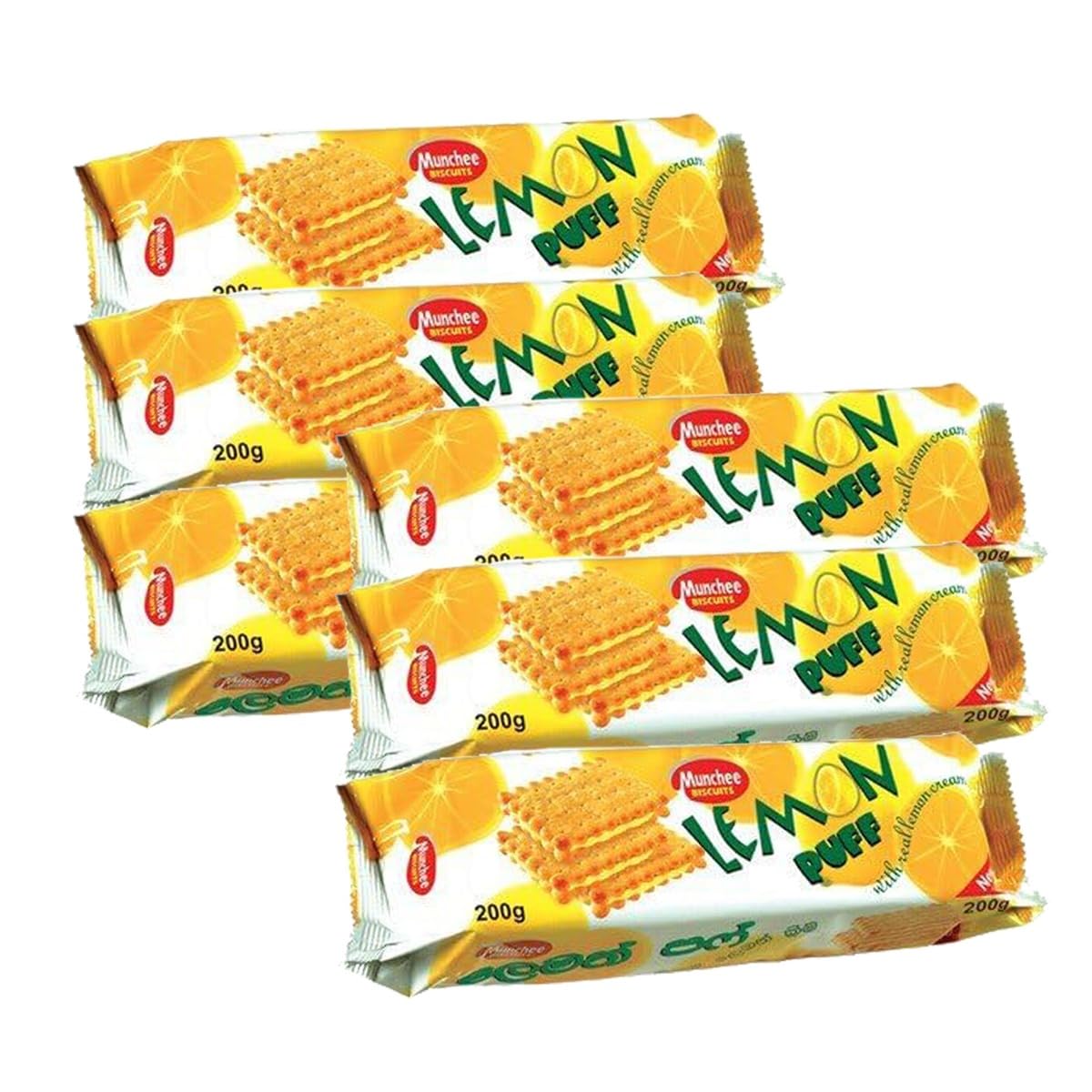 Munchee Lemon puff biscuits, Lemon flavoured cream, Sugar sprinkled ...