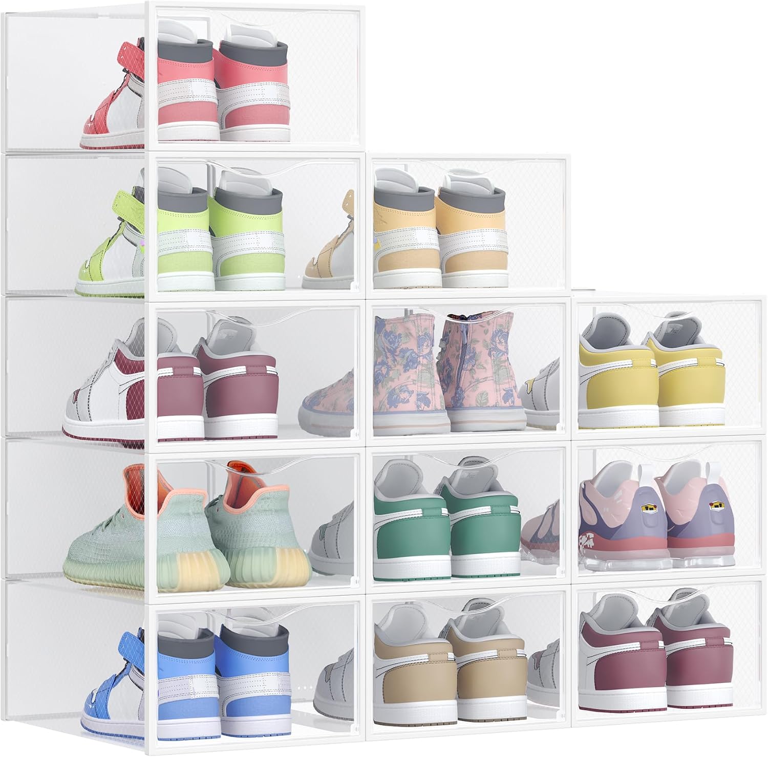Amazon.com: SONGMICS Stackable Shoe Boxes, Set of 12 Plastic Shoe ...