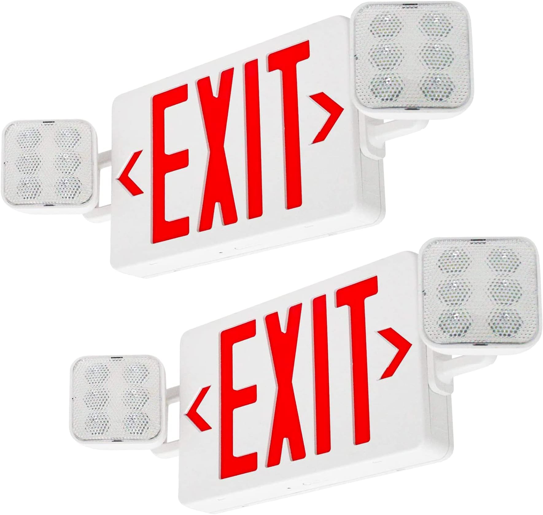 LED Combo Exit Sign Emergency Light, Double Sided with Two LED Flood ...