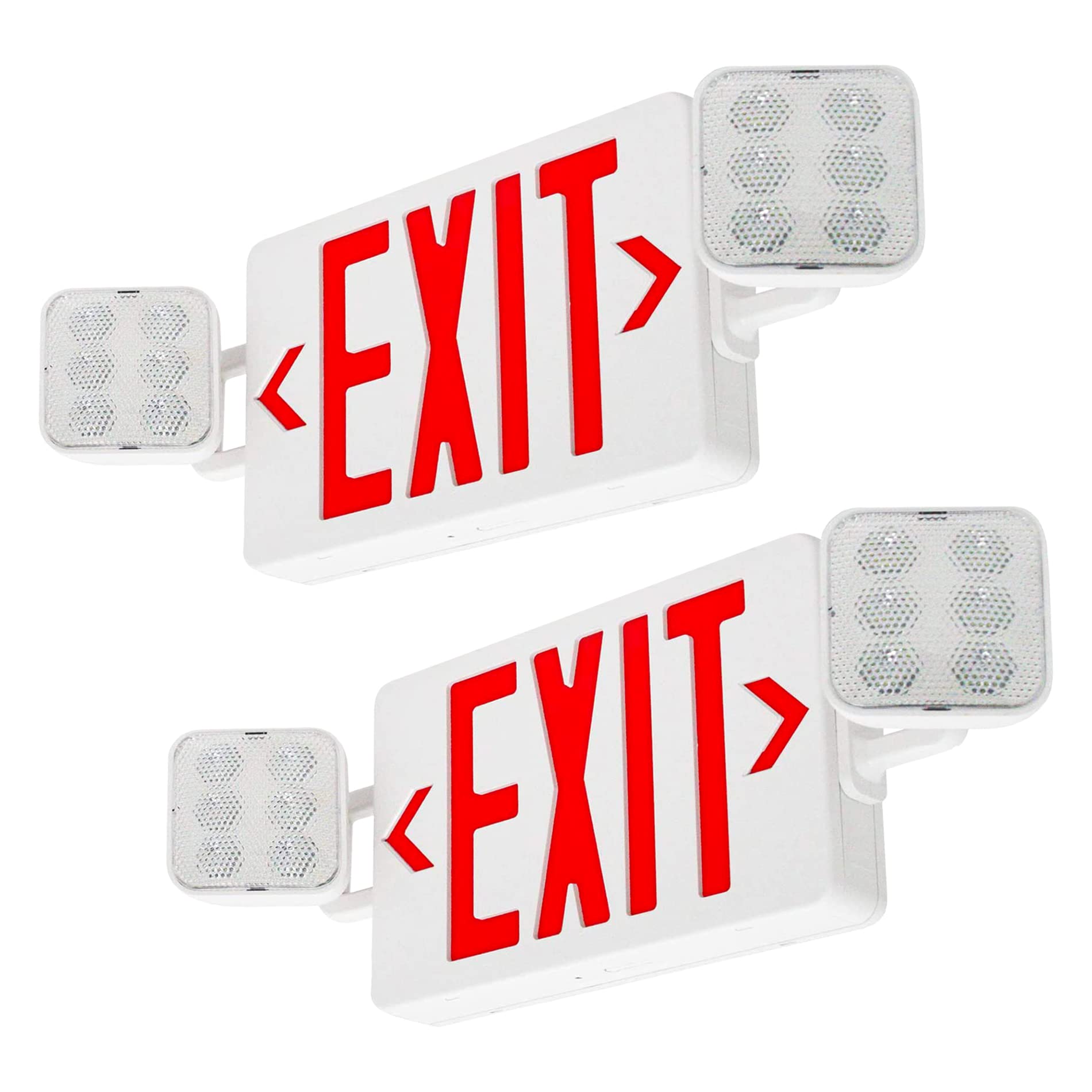 LED Combo Exit Sign Emergency Light, Double Sided with Two LED Flood ...