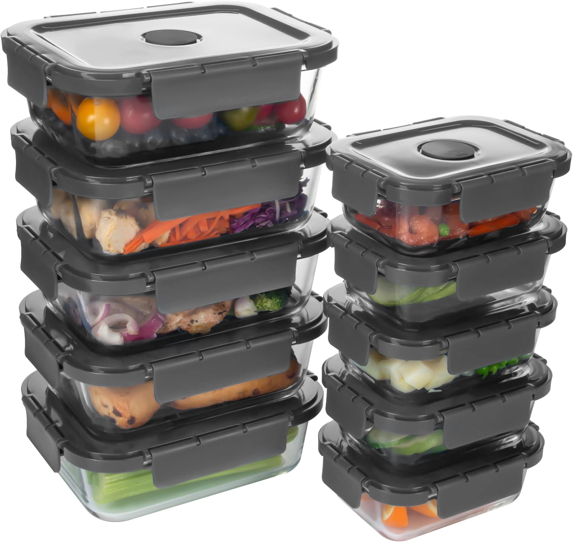 Amazon.com: YARYOUNG Vented Lid Glass Food Storage Container for Meal ...