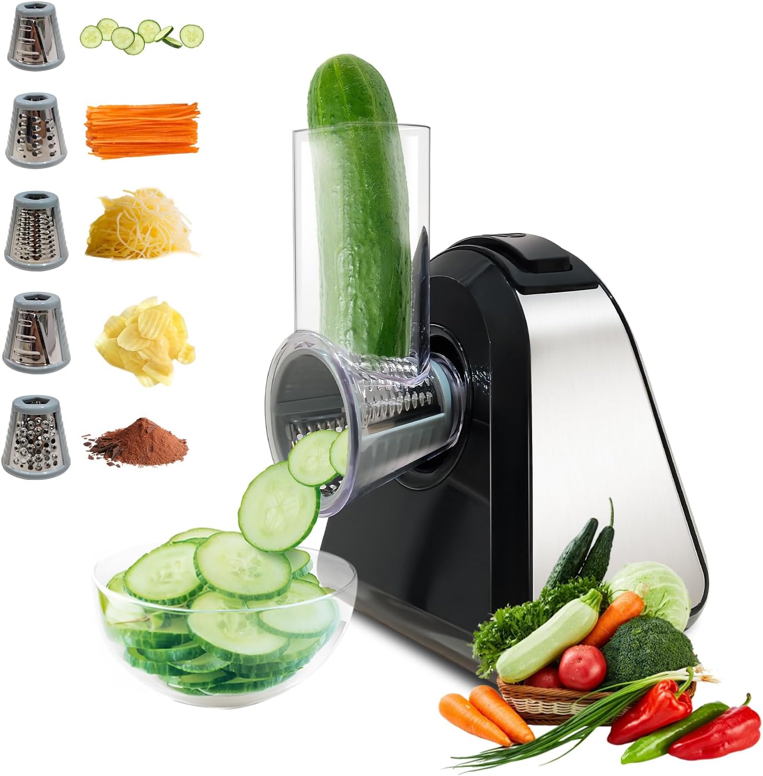 Amazon.com: Electric Cheese Grater Salad Maker - Potato Carrot Cheese ...
