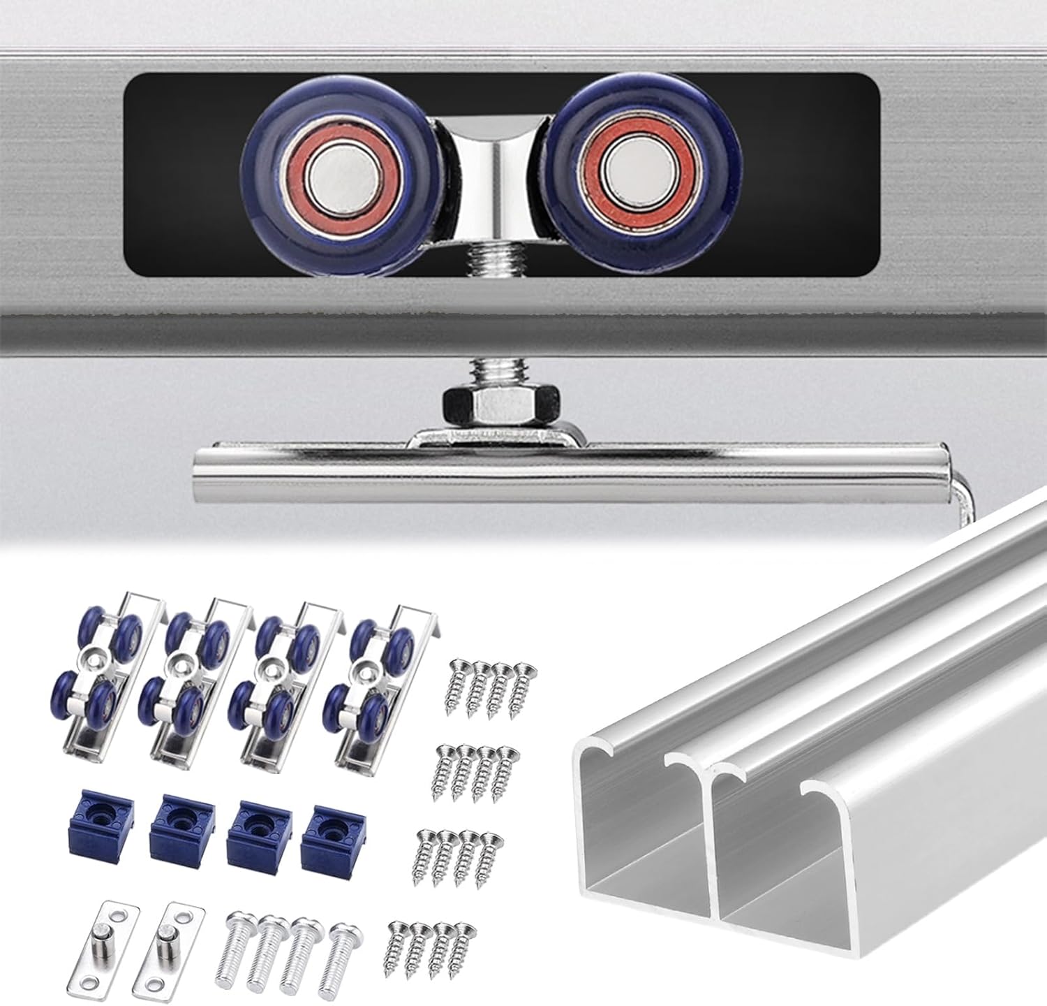 2 Door System Sliding Door Track, Smoothly Bypassing Closet Doors Rail ...