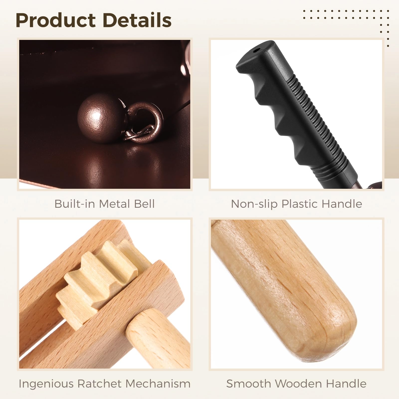 Snapklik.com : 3 PCS Noise Maker Kit, 10 Inch Metal Cowbell And Wooden ...