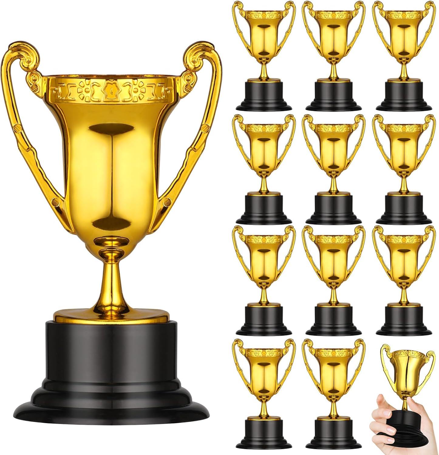 12PCS Mini Trophies，GeeRic Gold Trophy Plastic with Base for Kids ...