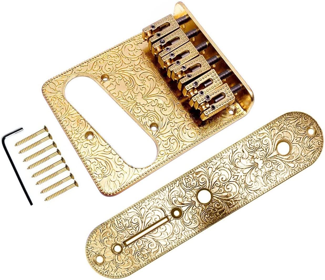 Amazon.com: Jiayouy Carved Roller Telecaster Bridge 6 String Saddle ...