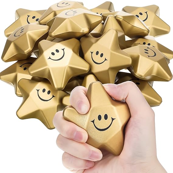 Amazon.com: 18 Pieces 3.1 Inch Star Smile Face Stress Balls Star Foam ...