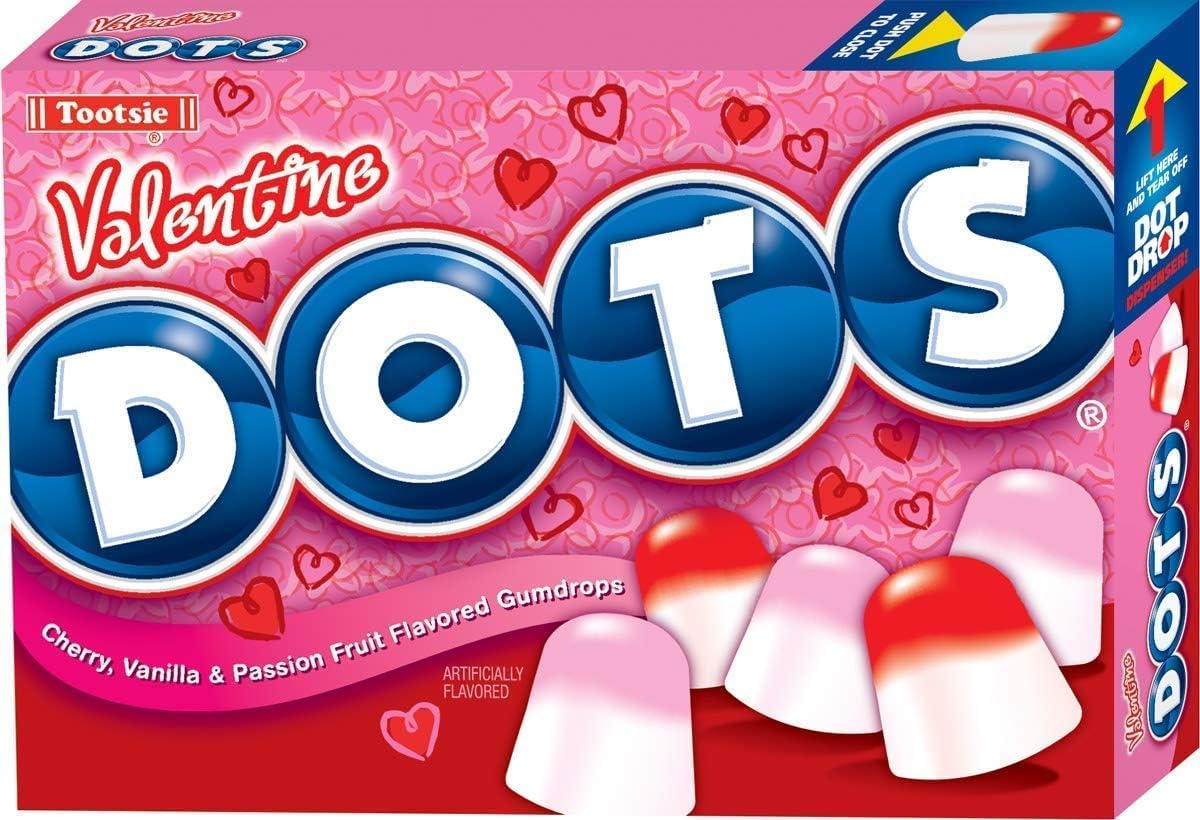 Amazon.com : Tootsie Valentine Dots Gummy Candy - 1 Theater Box- 6 ...
