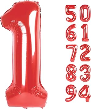 Amazon.com: 40 Inch Red 1 Balloon for First Birthday, Red One 1st ...