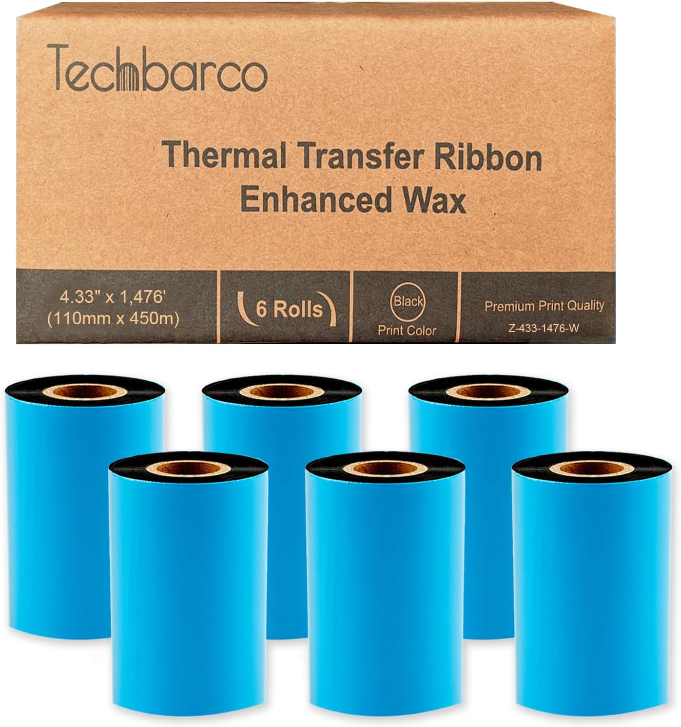 Amazon.com: 6 Rolls 4.33" x 1476'(110mmx450m) Enhanced Wax Thermal Transfer Ribbon, Core 1 ...