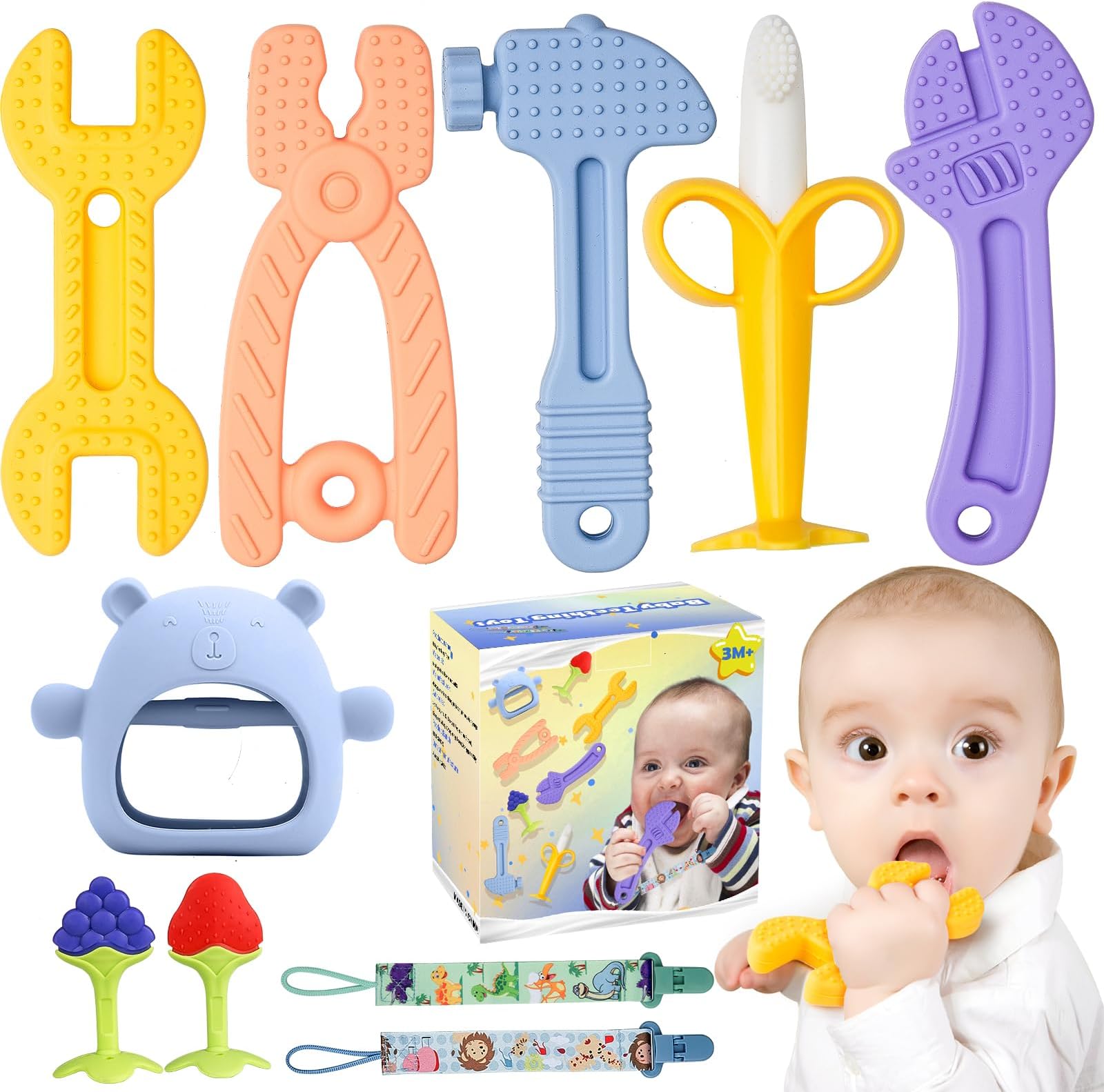Amazon.com : Fu Store Soft Silicone Teething Toys for Toddlers Infant ...