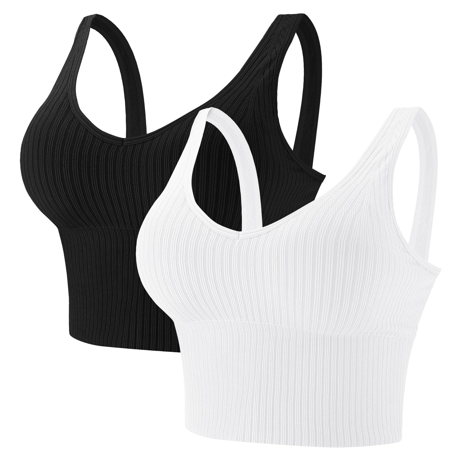 Eleplus 2 Pieces Comfy Cami Bra for Women Crop Top Yoga Bralette ...