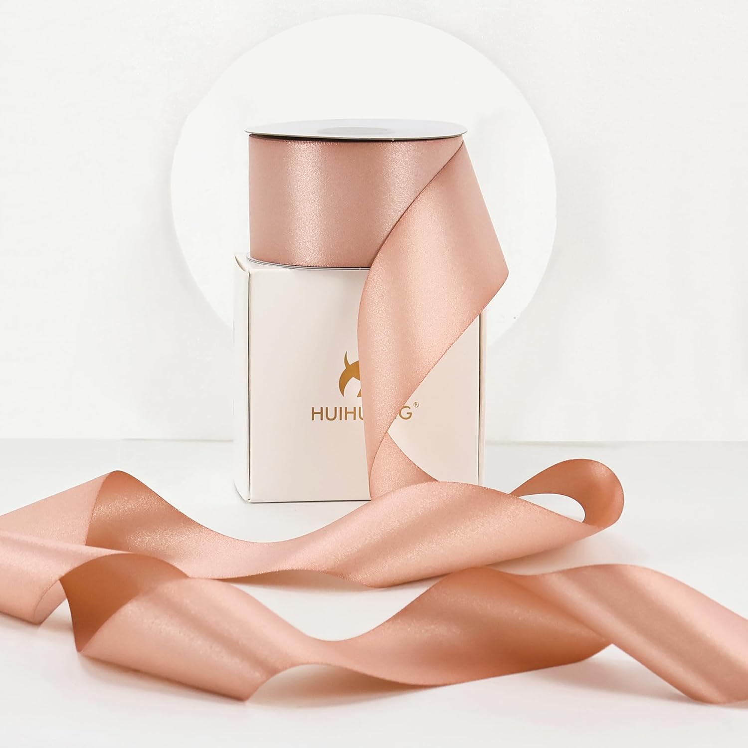 Amazon.com: HUIHUANG Rose Gold Thick Ribbon 2 inch Double-Faced Shimmer ...