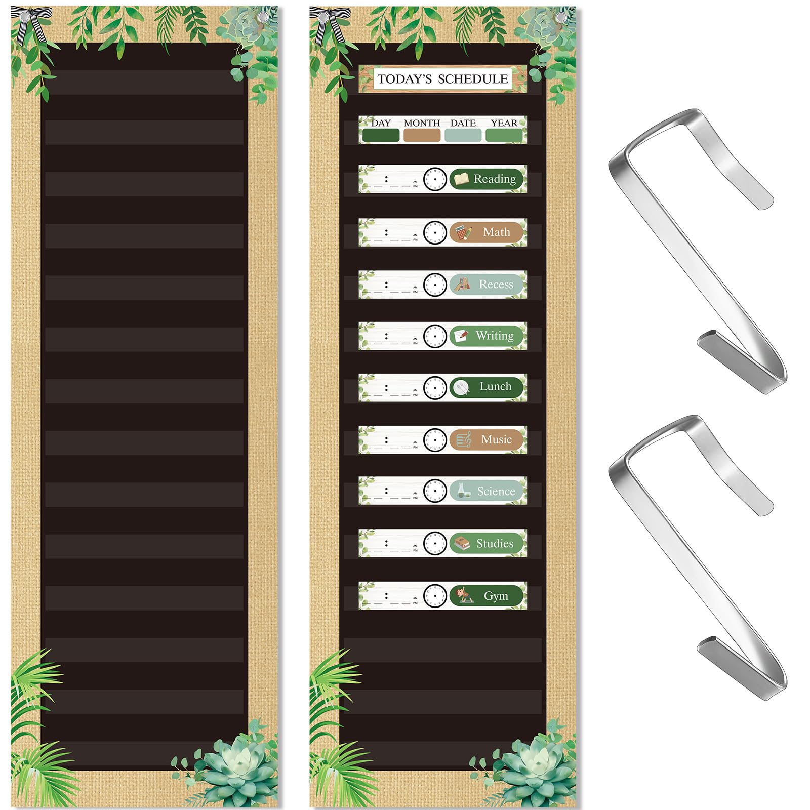 Snapklik.com : Greenery Daily Schedule Pocket Chart Class Schedule 14 ...