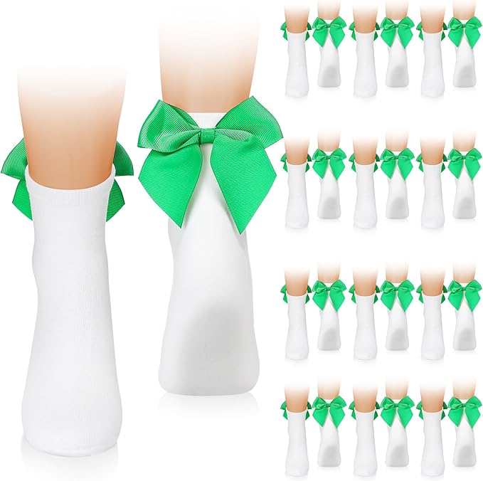 Amazon.com: Cozypower 12 Pairs Cheer Socks Bow Socks Women Ankle Socks ...