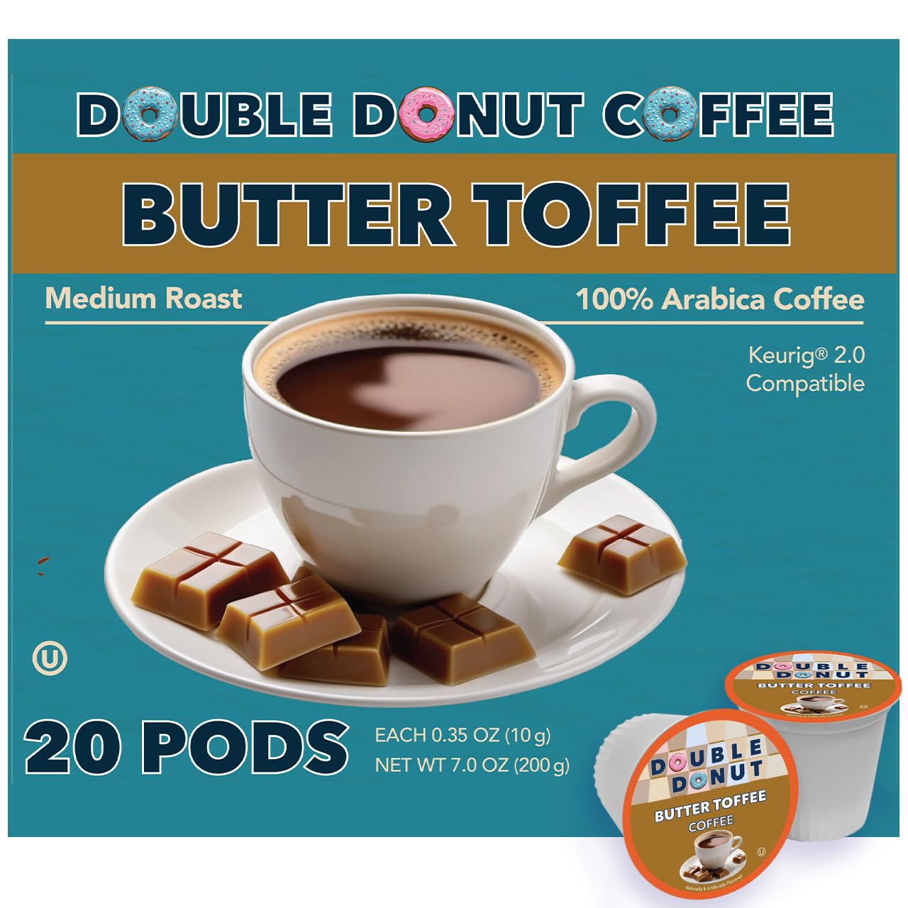 Amazon.com: Double Donut Butter Toffee Flavored Coffee Pods, Medium ...