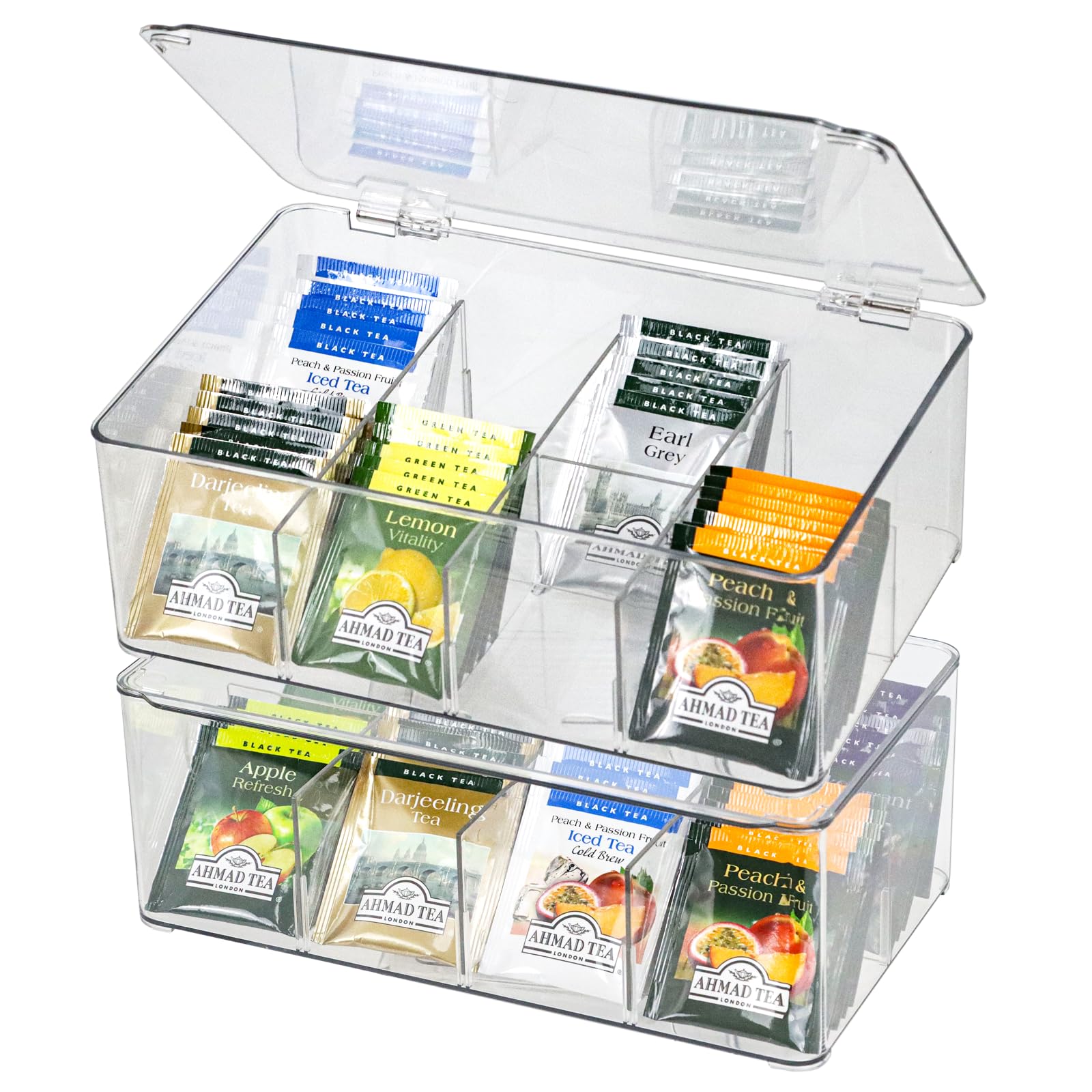 Amazon.com: ZEXALOR Plastic Clear Storage Containers, Set of 2 Tea Bag ...