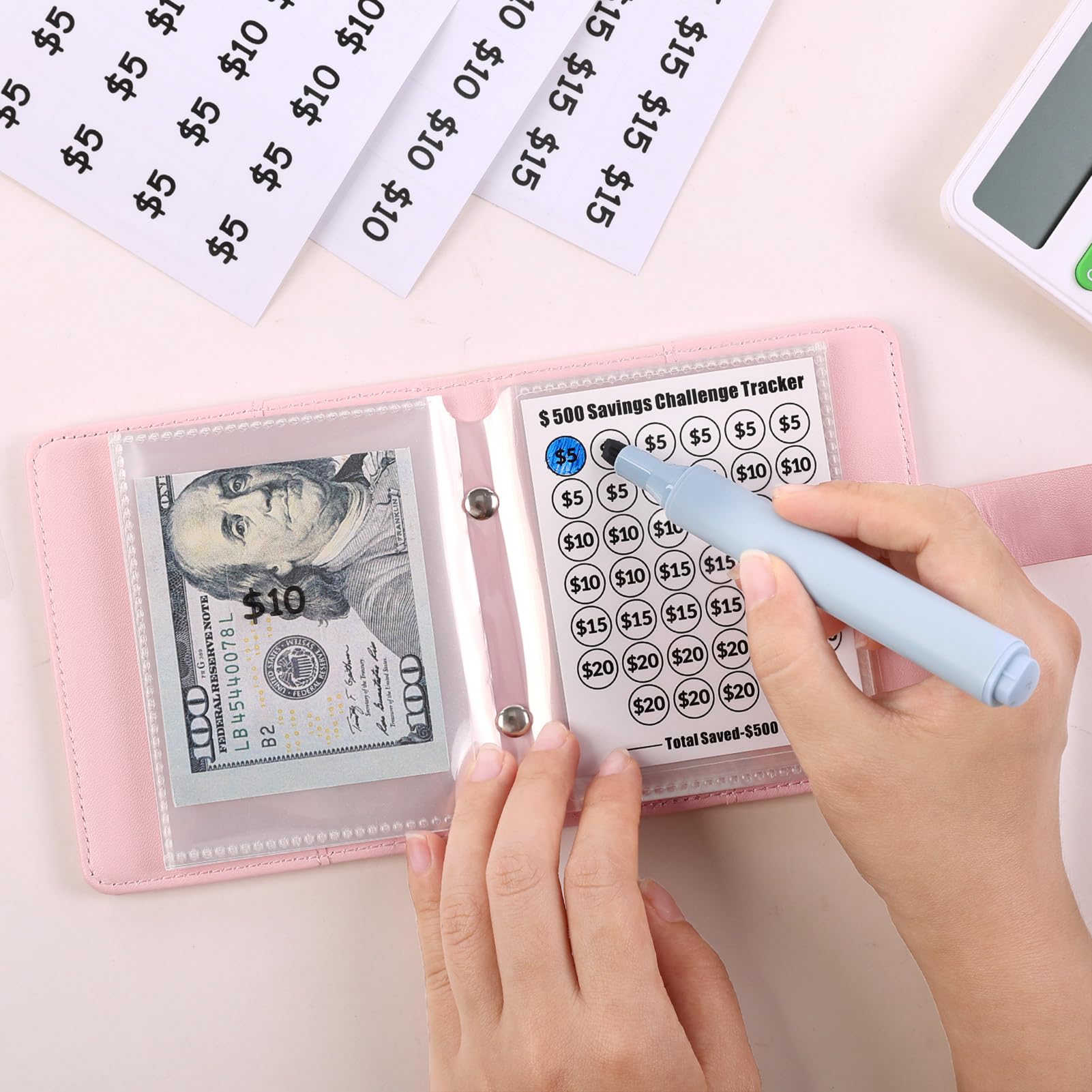Snapklik.com : SKYDUE Mini Money Saving Binder, Portable Savings Binder