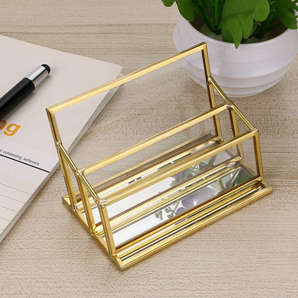 Snapklik.com : Hipiwe 2 Slots Glass Business Card Holder Stand - Gold ...