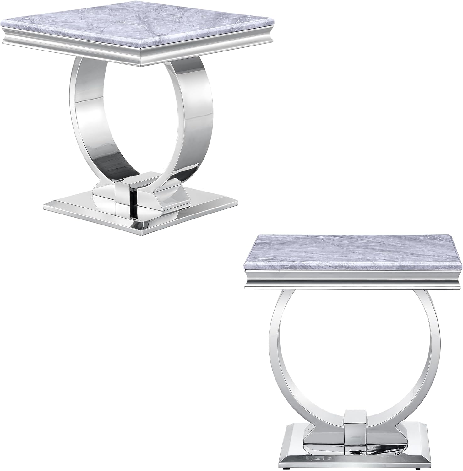 Amazon.com: Asday Silver End Table Set of 2, Modern Glam Grey Square ...