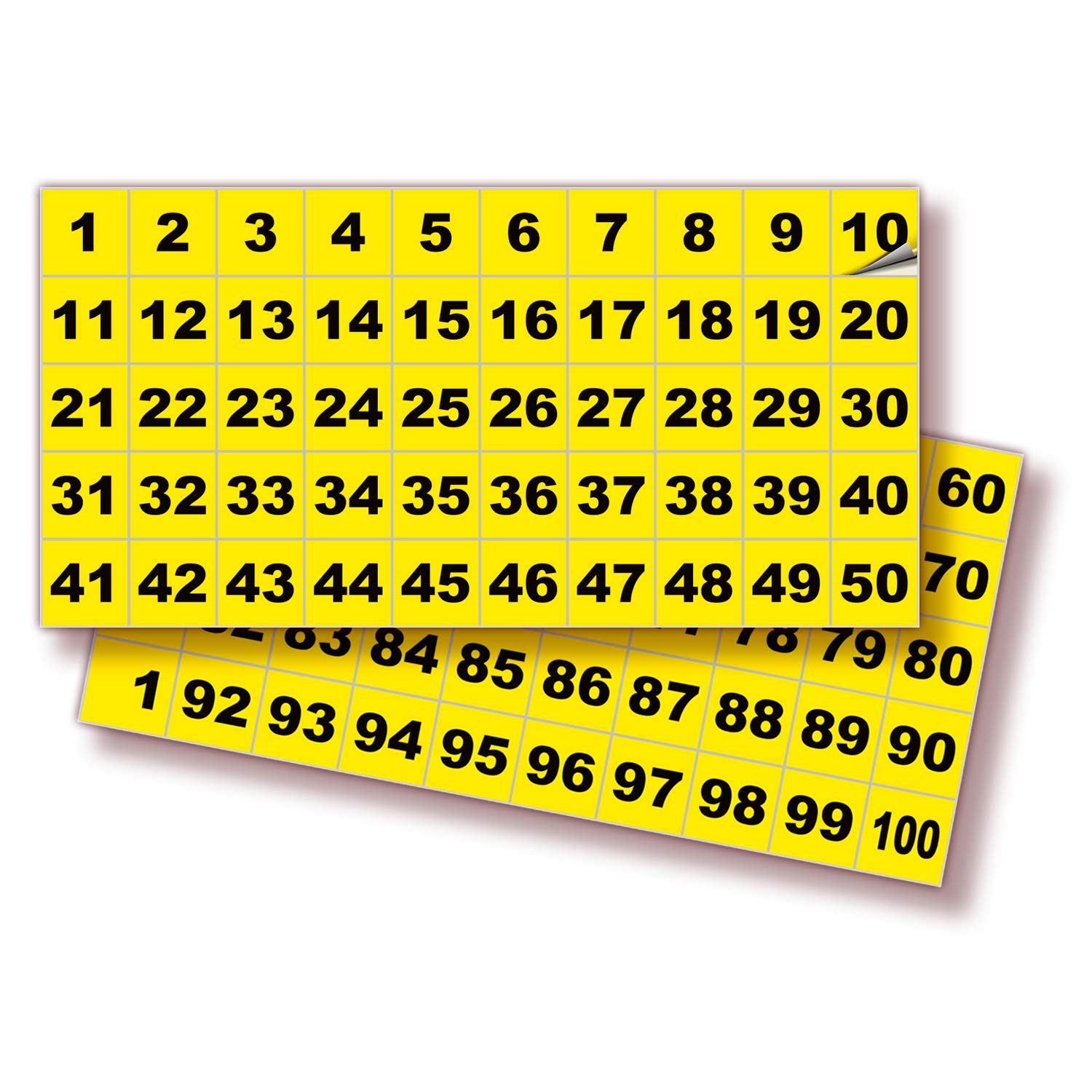 Snapklik.com : Yellow Consecutive Number Stickers 1 To 100, 1-inch, 1 ...