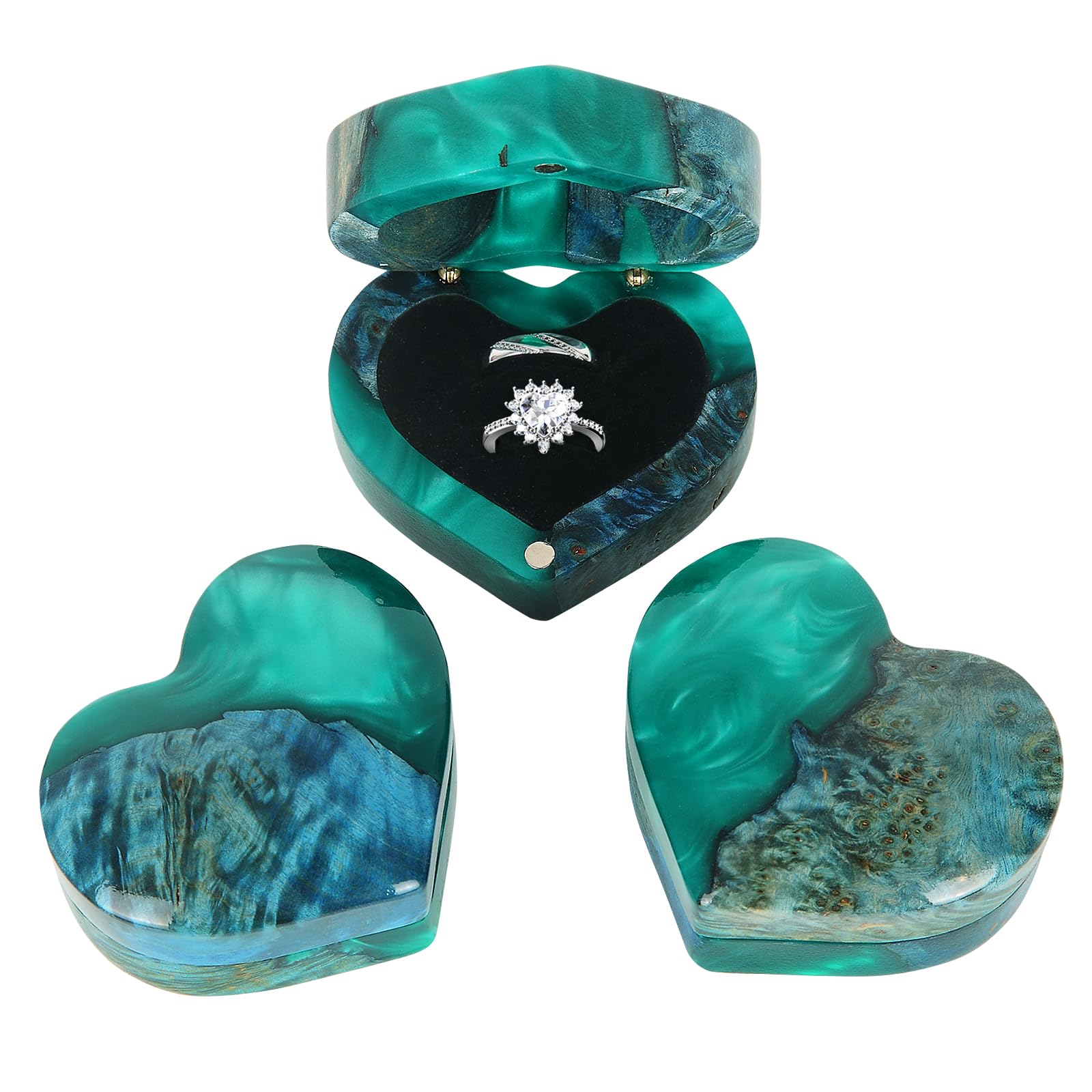 Amazon.com: Loongresinwood Heart Shaped Ring Gift Box, Personalized ...