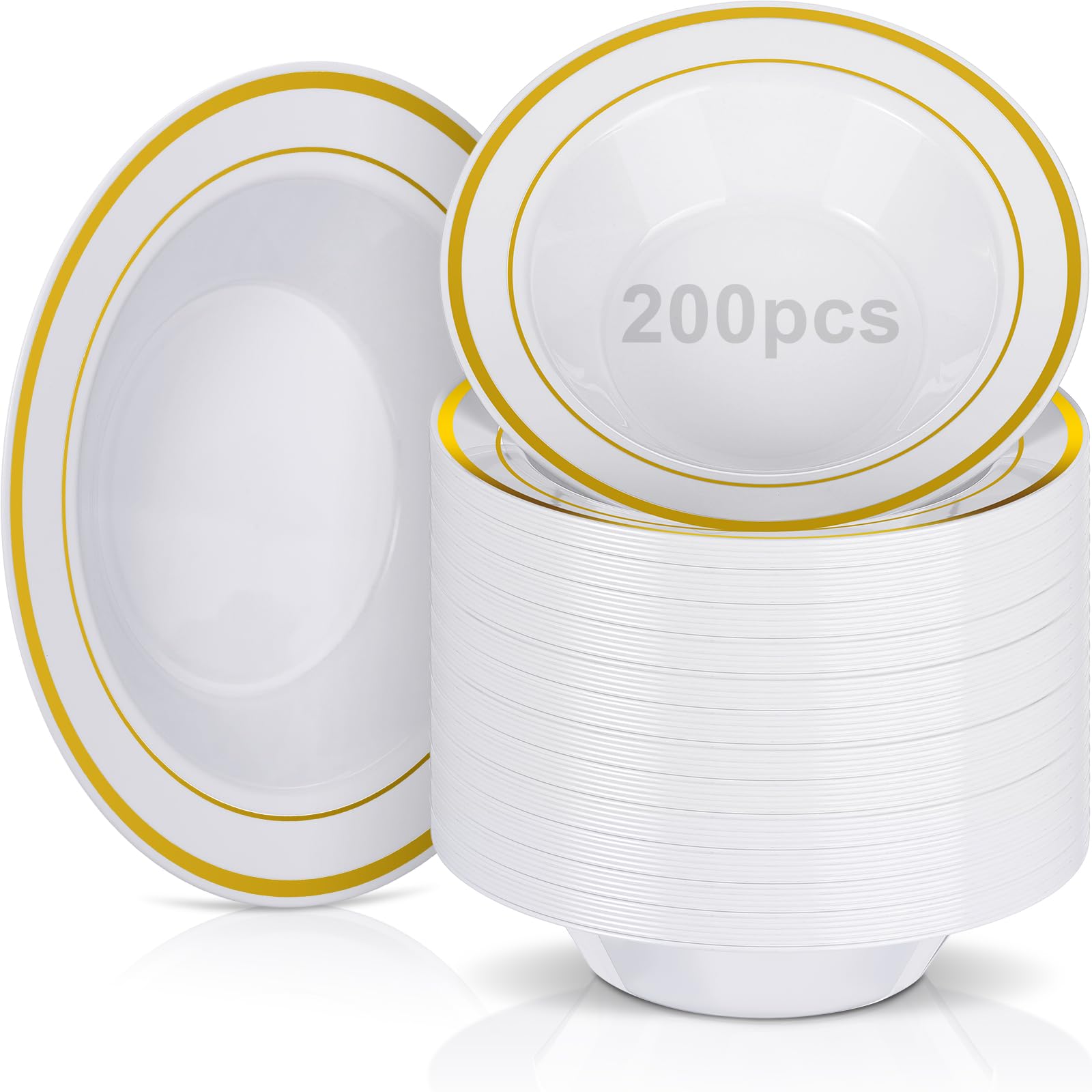 Amazon.com: Jinei 200 Pieces 6 oz Plastic Bowls with Rim Soup Bowls ...