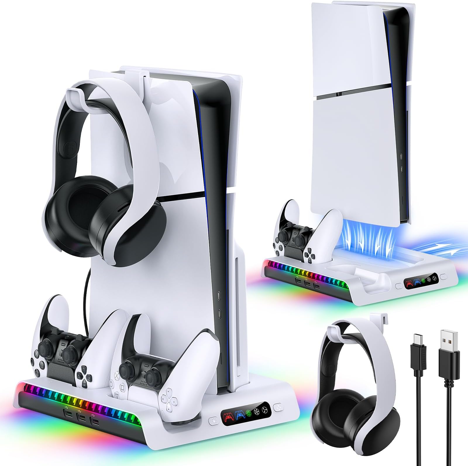 Tolesum Support PS5 Slim Disc/Digital avec Ventilateur de ...