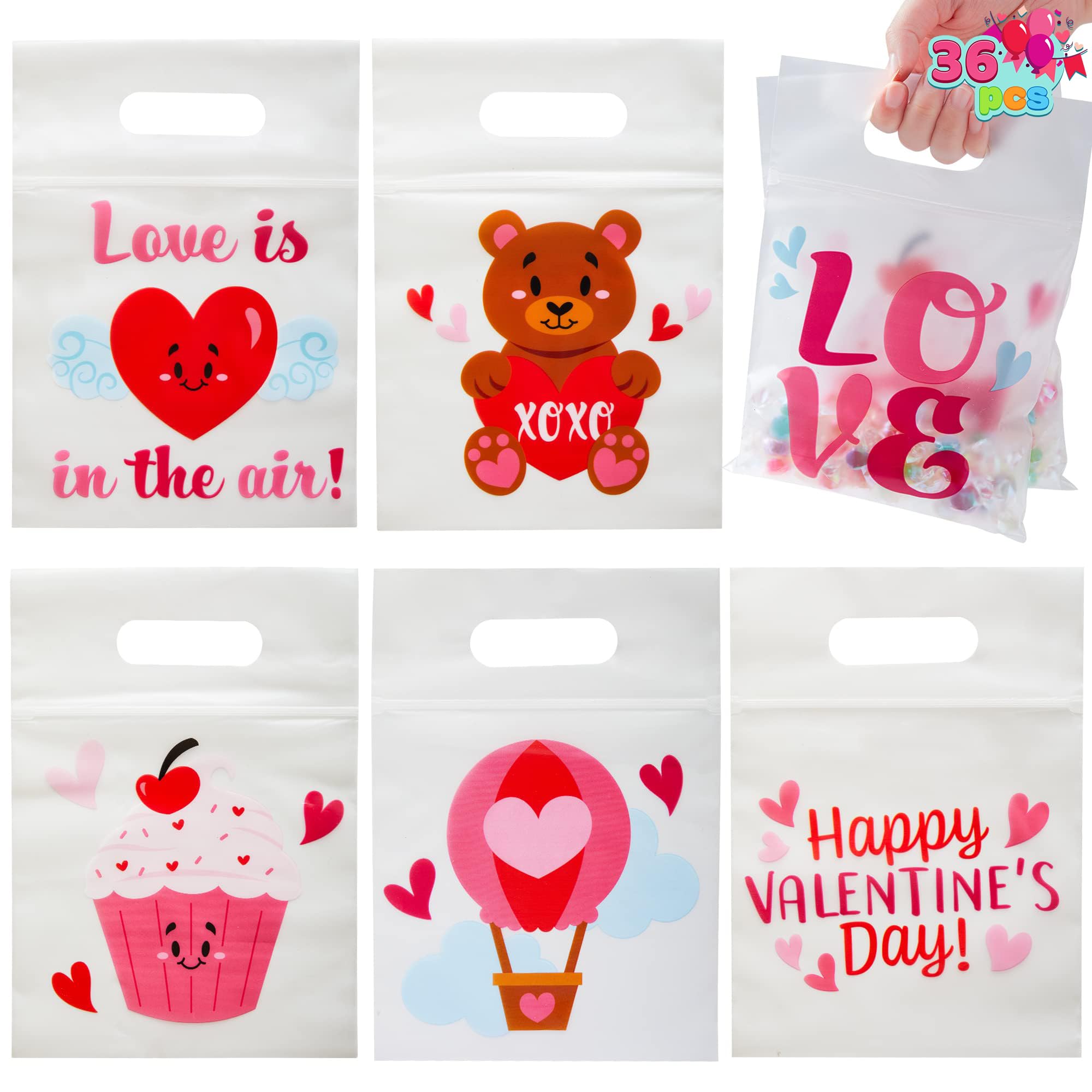 Amazon.com: JOYIN 36 Pcs Valentine's Day Cellophane Gift Bag, Candy Bag ...