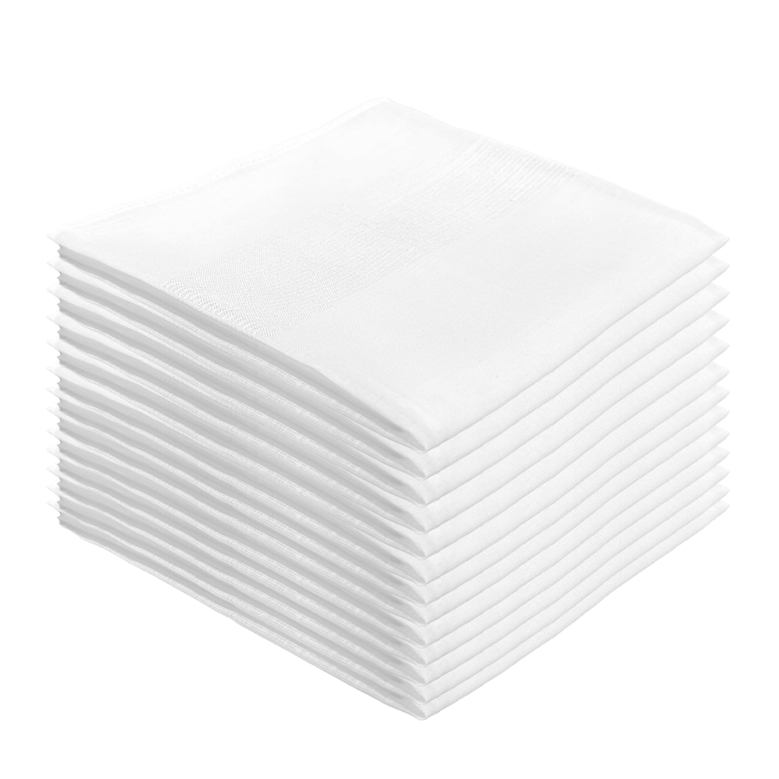 HankieWorld 13 Pack Mens White Handkerchiefs with Stripe,16" by 16 ...