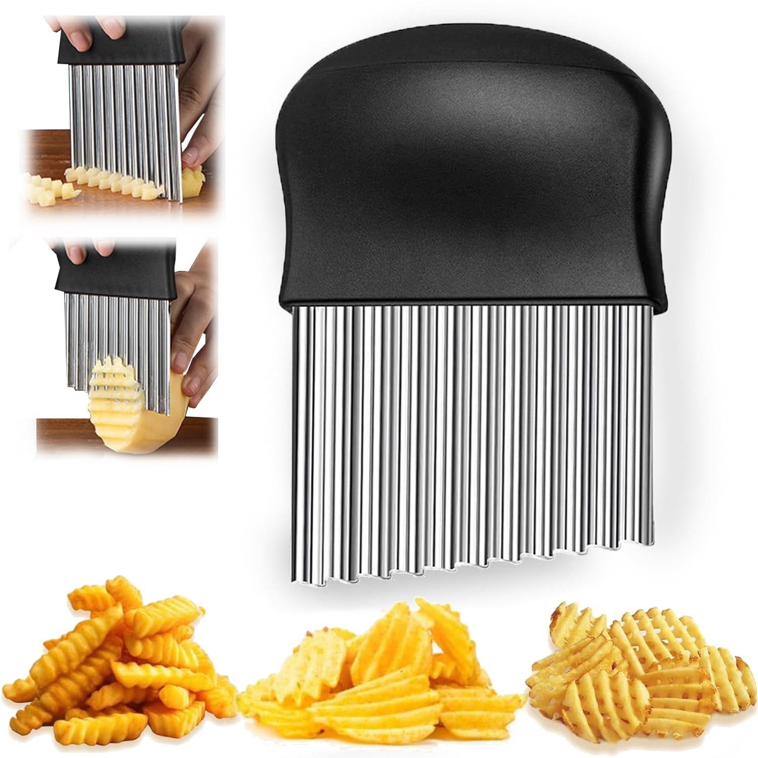 Amazon.com: FATUXZ Crinkle Cutter, Waffle french Fry Cutter,Wavy Potato ...