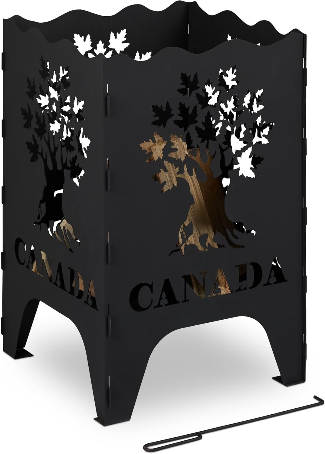 Amazon.com : Relaxdays Square Fire Basket, with Poker, HBT: 71.5 x 46 x ...