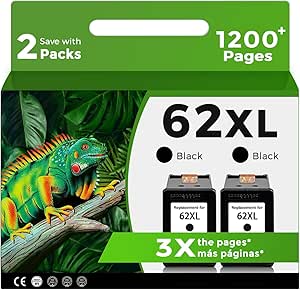 Amazon.com: 62XL Black Remanufactured Ink Cartridge Replacement for HP Ink 62 HP62 XL HP62XL to ...