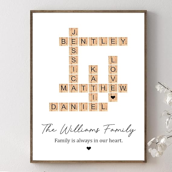 Amazon.com: Personalized Family Crossword Scrabble Print, Custom Letter ...
