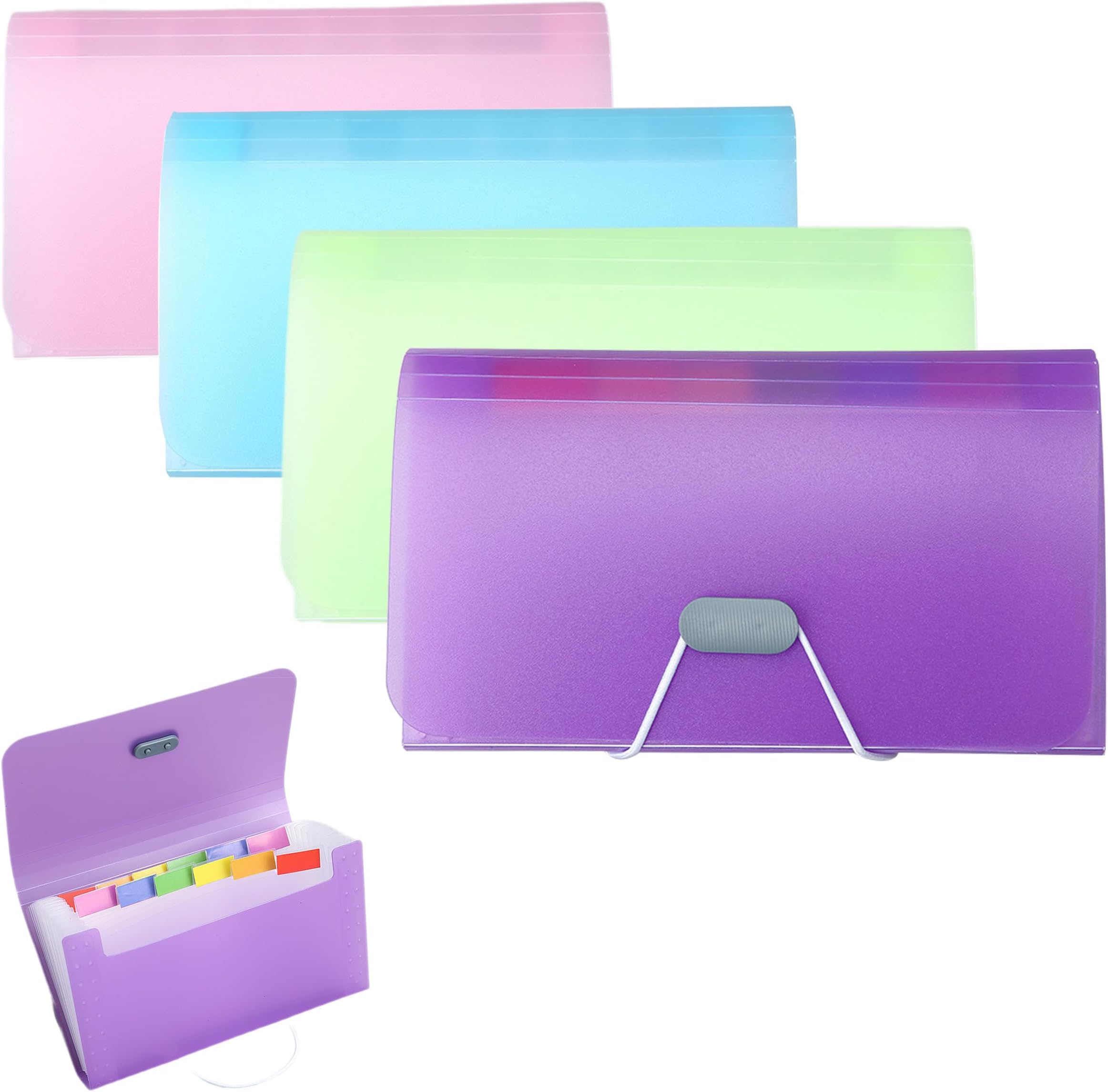 4 Pack Expanding File Folder, A6 Pockets Accordion File Organizer ...