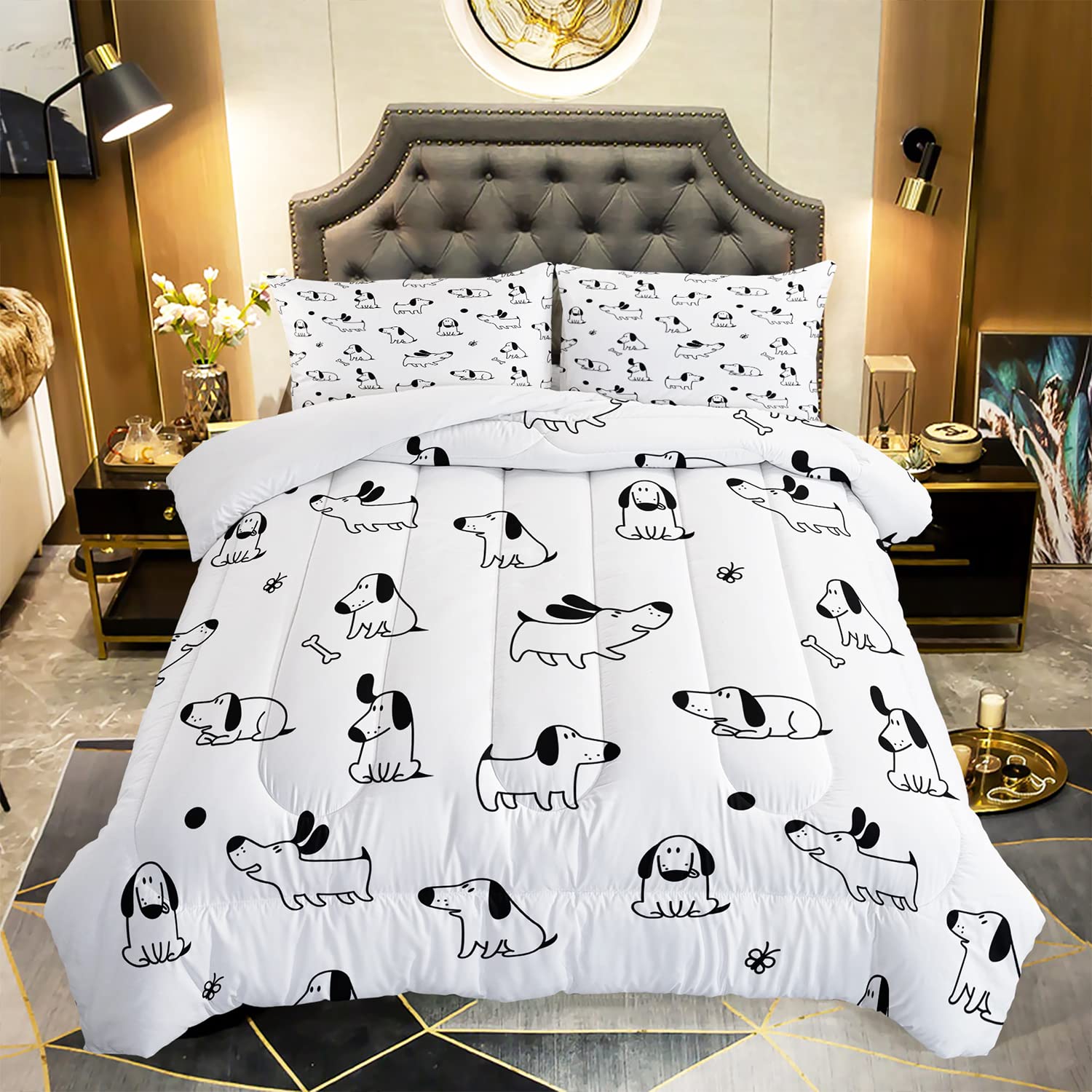 Amazon.com: AILONEN Dog Comforter Set for Teens Boys Kids, Cute Cartoon ...