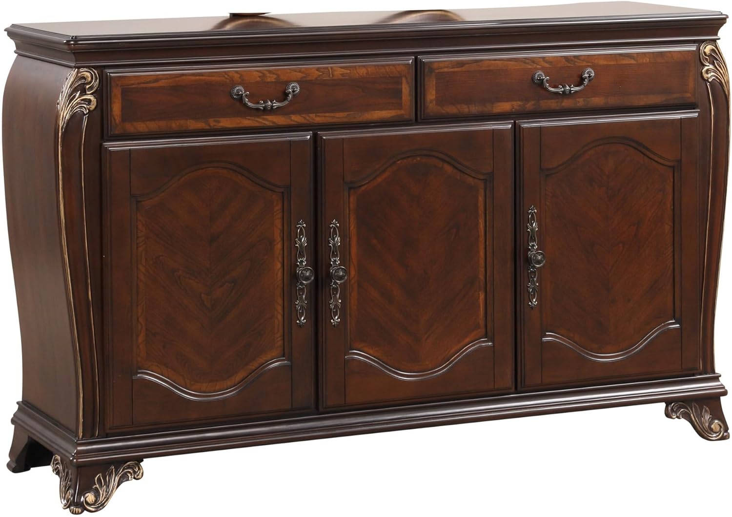 Amazon.com - Benjara Mike 66 Inch Carved Buffet Server, 2 Drawers, 2 ...
