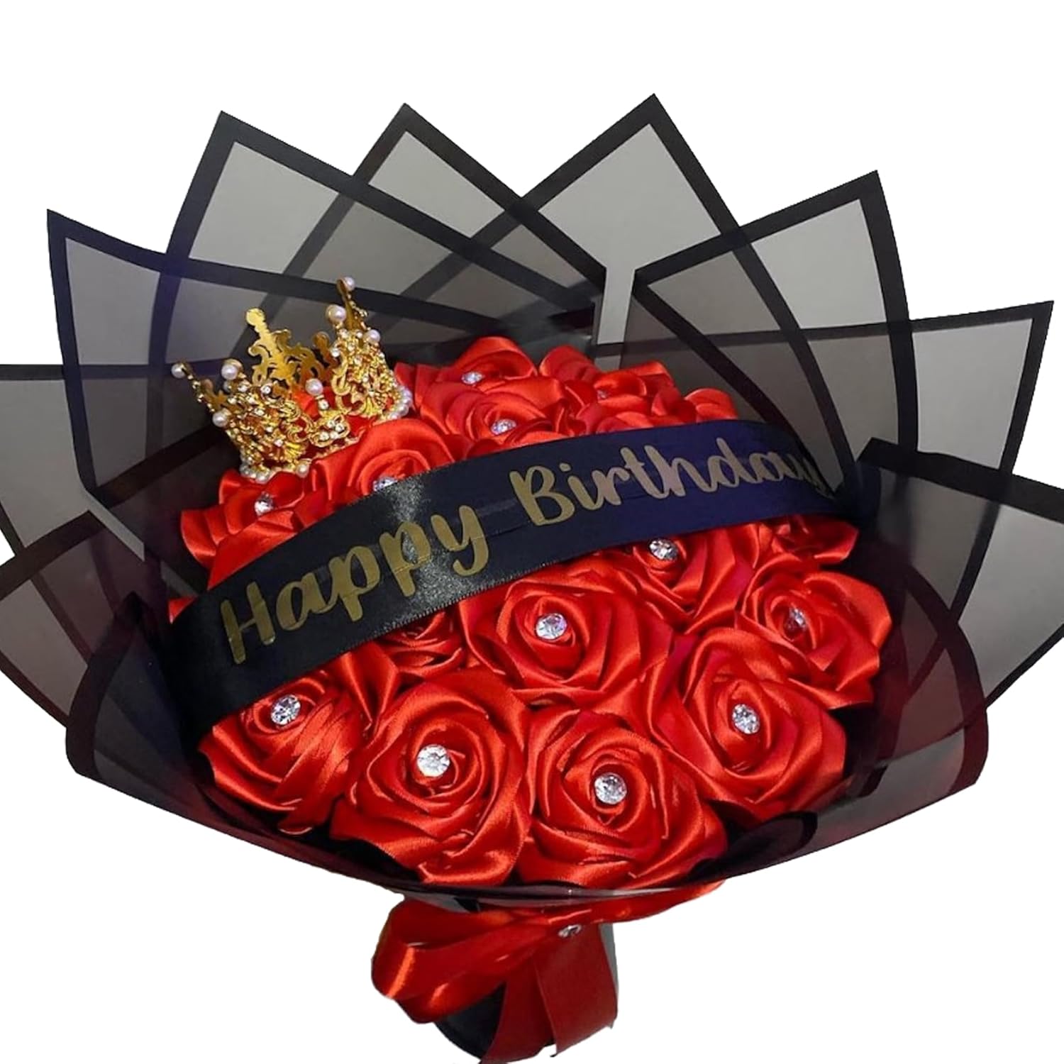 Amazon.com: (Self-assembly) Eternal Red Ribbon Rose Bouquet Artificial Rose Flowers Bouquet ...