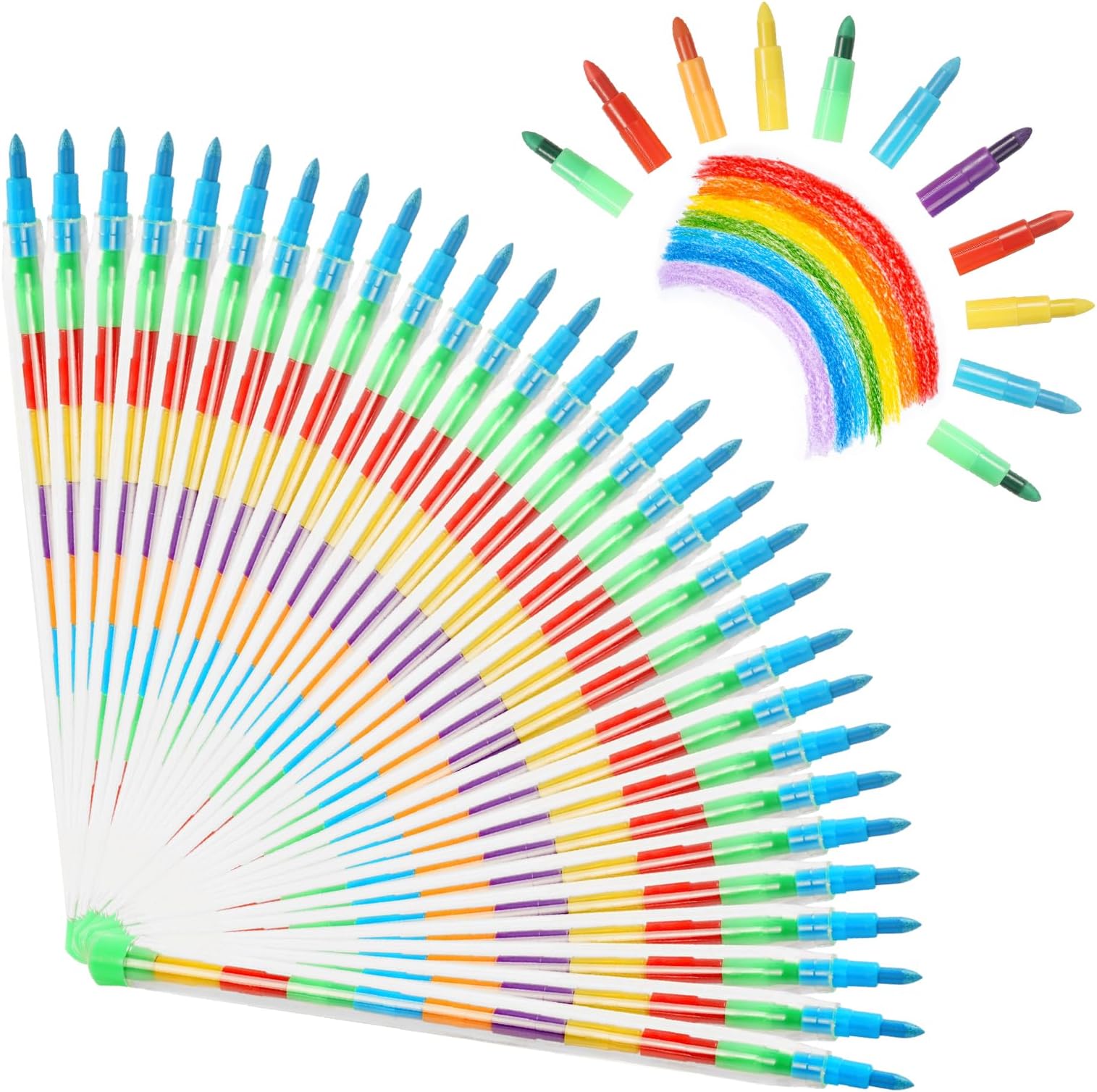 GOLDGE 13 Stück Stapelbare Buntstifte Kinder Wachsmalstifte, 12 Farben ...