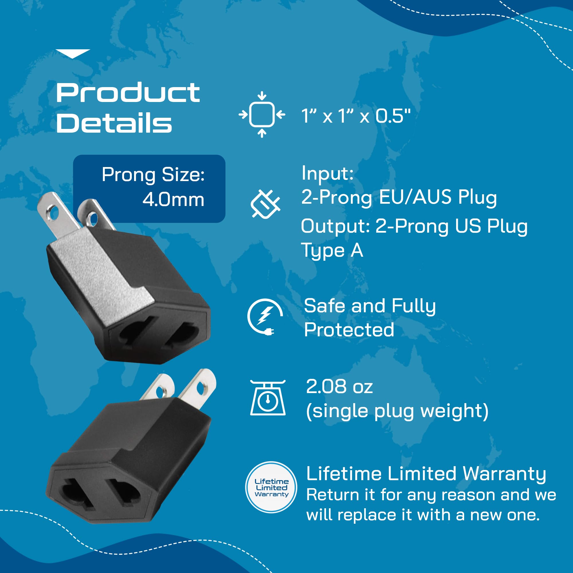 Snapklik.com : Ceptics European To US Plug Adapter Socket, Europe Asia ...