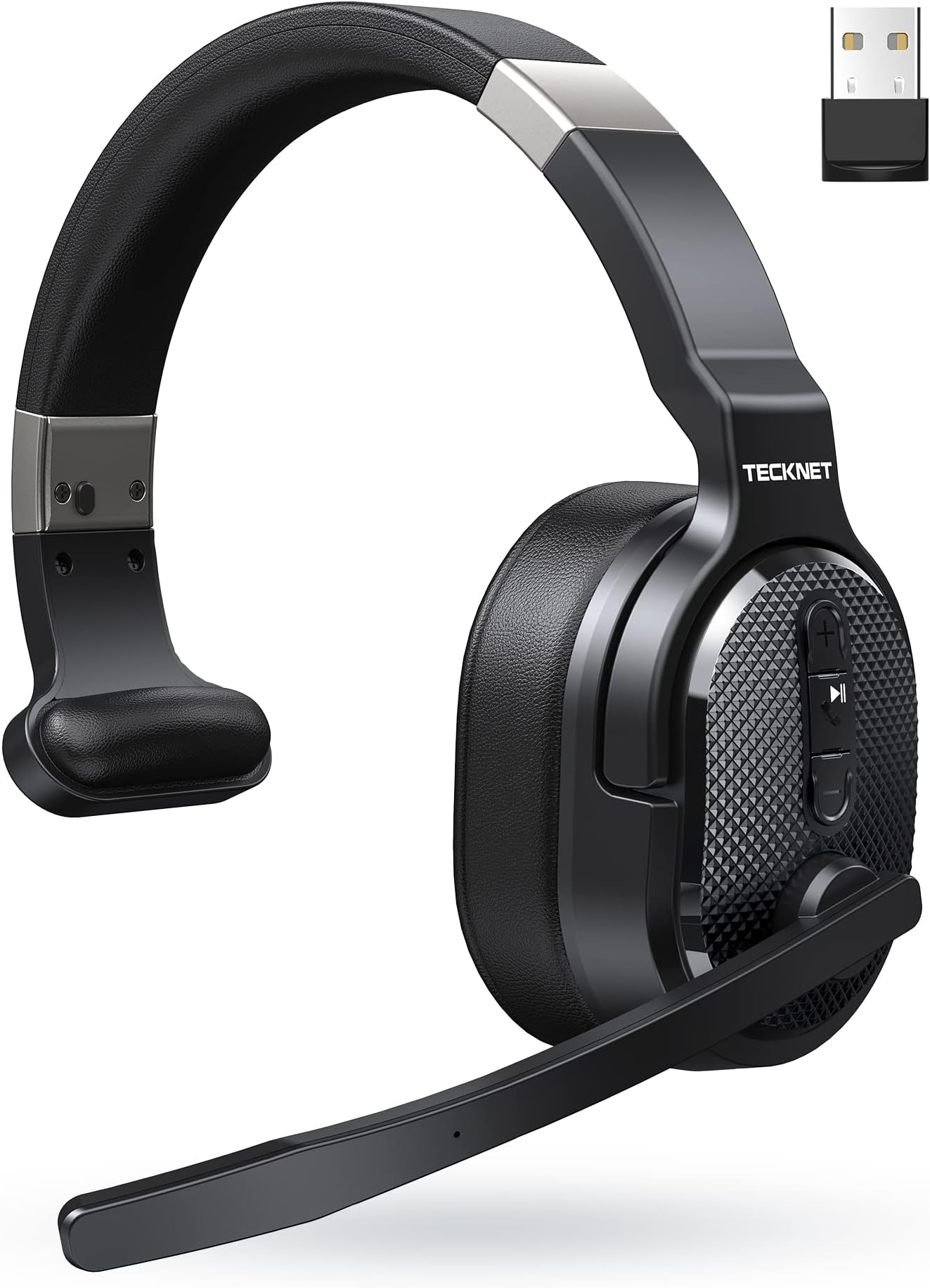 Amazon.com: TECKNET Trucker Bluetooth Headset, Over-Ear 70h AI Noise ...