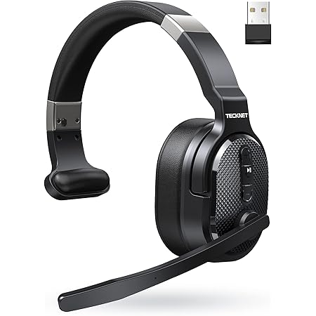 Amazon.com: TECKNET Trucker Bluetooth Headset, Over-Ear 70h AI Noise ...