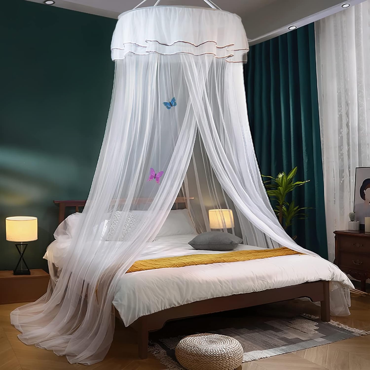 ACTOYS Moustiquaire de Lit, Blanc Moustiquaire Lit Double Simple ...