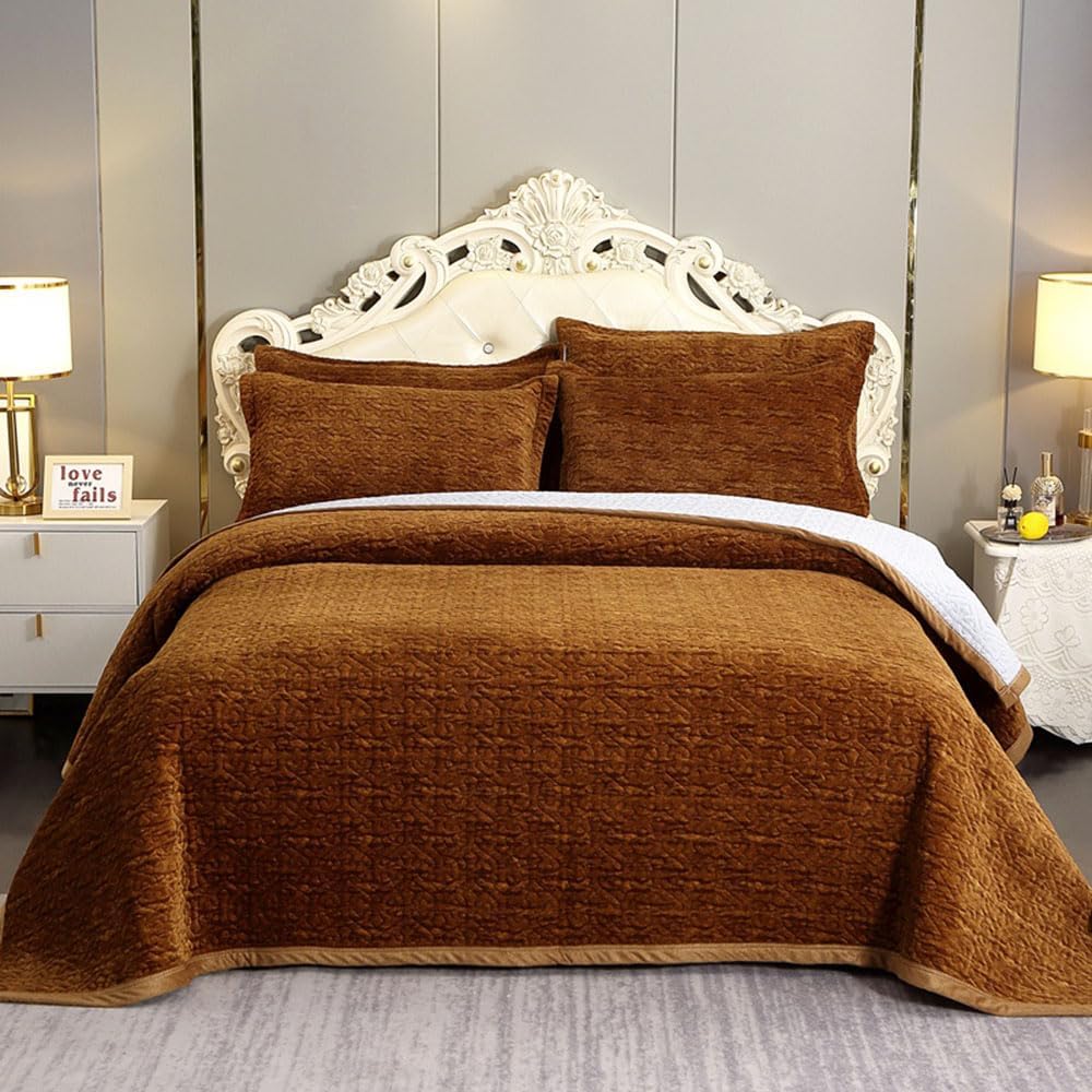 Amazon.com: Mengersi Velvet Quilt Set Full Size,Lightweight Velvet ...