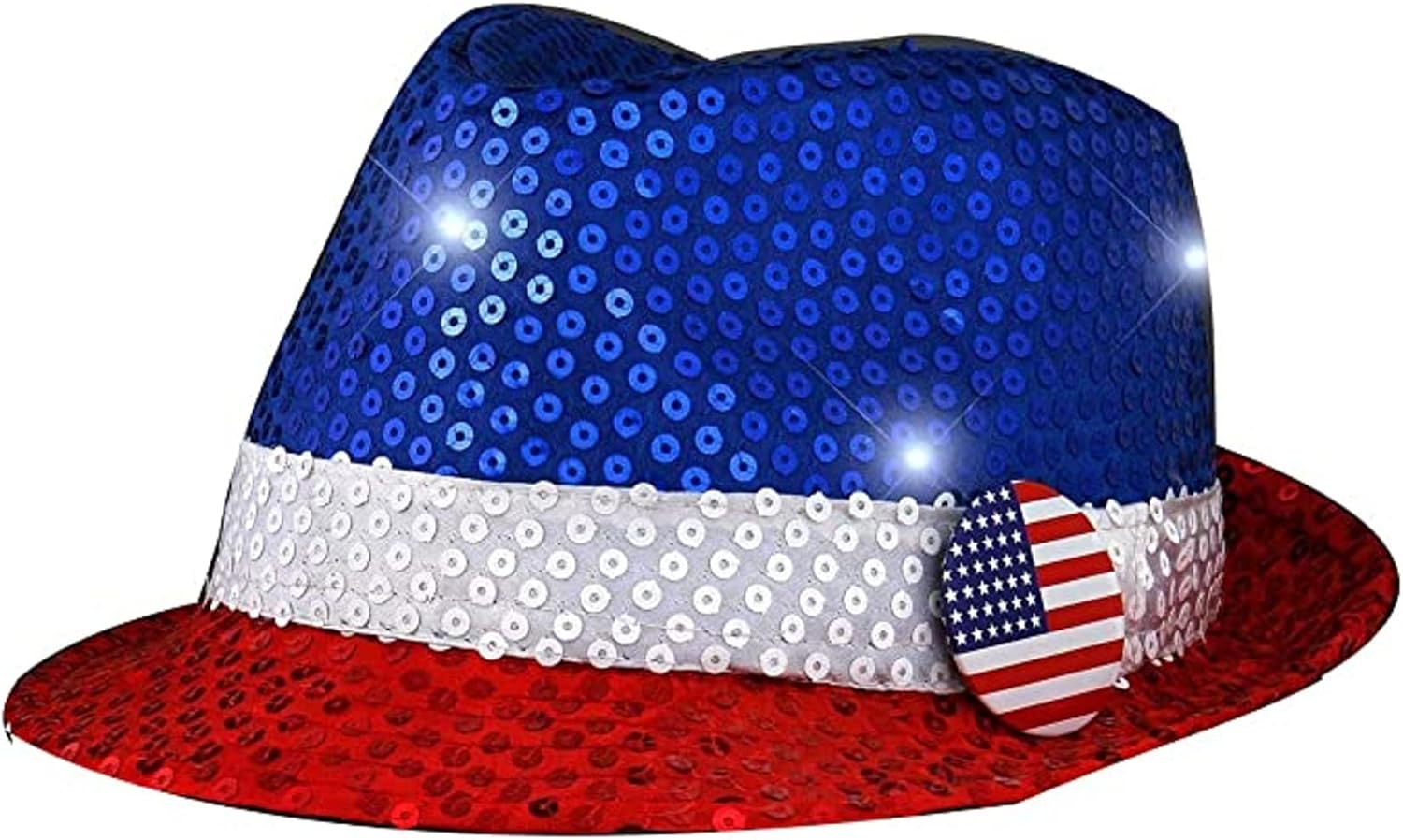 Amazon.com: blinkee Star-Spangled Sparkle USA Flashing Fedora Hat with ...